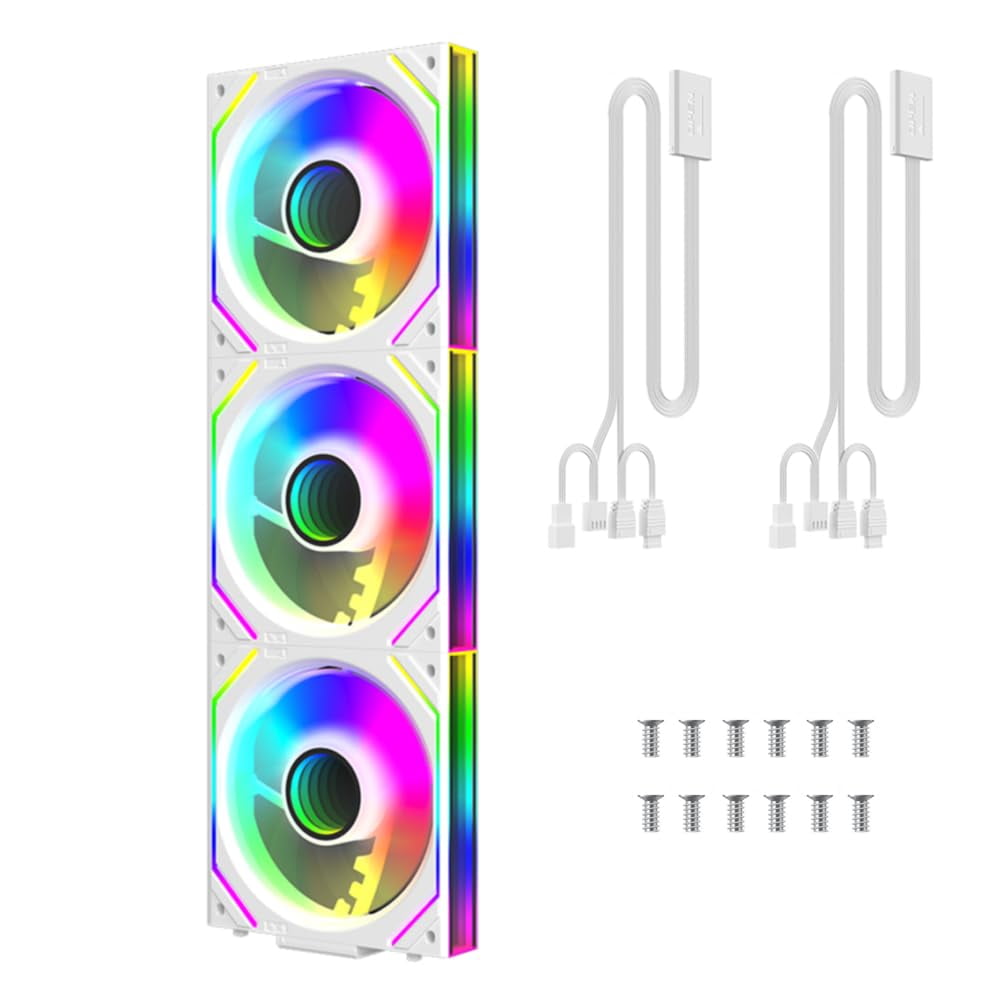 ICOLER PC Fan JM-V2 SSF20 120 White Edition Infinity Mirror Module Daisy-Chain ARGB PWM Case Fan ...