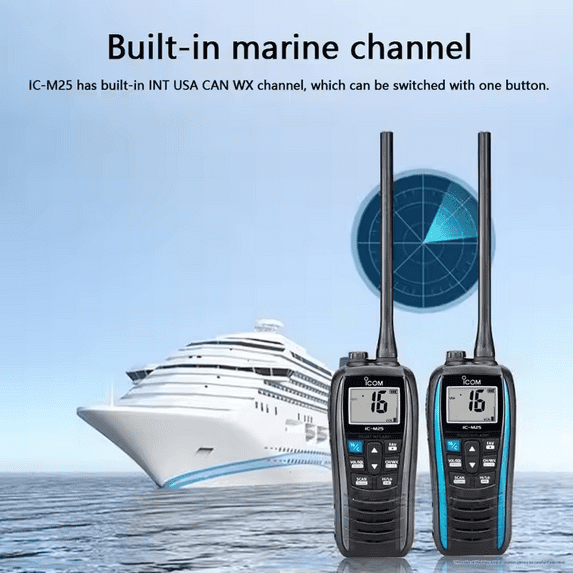 ICOM IC- M25 Floating Handheld VHF Marine Radio - 5W -Black [M25 BLACK 41] - Walmart.com