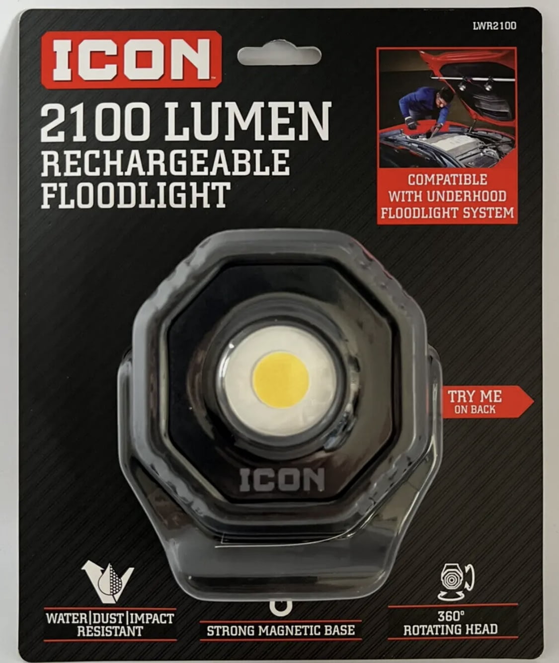 ICON 2100 Lumen LED Rechargeable Magnetic Compact Floodlight - Walmart.com