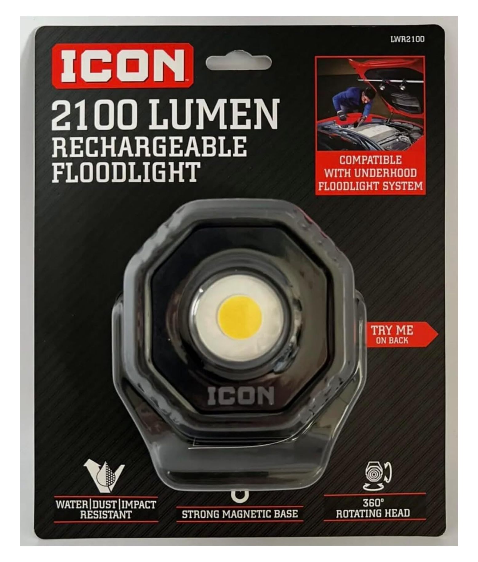 ICON 2100 Lumen LED Rechargeable Magnetic Compact Floodlight - Walmart.com
