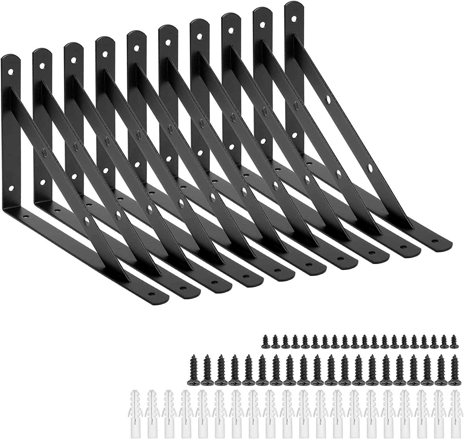 ICOOL 10 Pack Heavy Duty Shelf Bracket 12 x 8 inch DIY Wall Floating ...