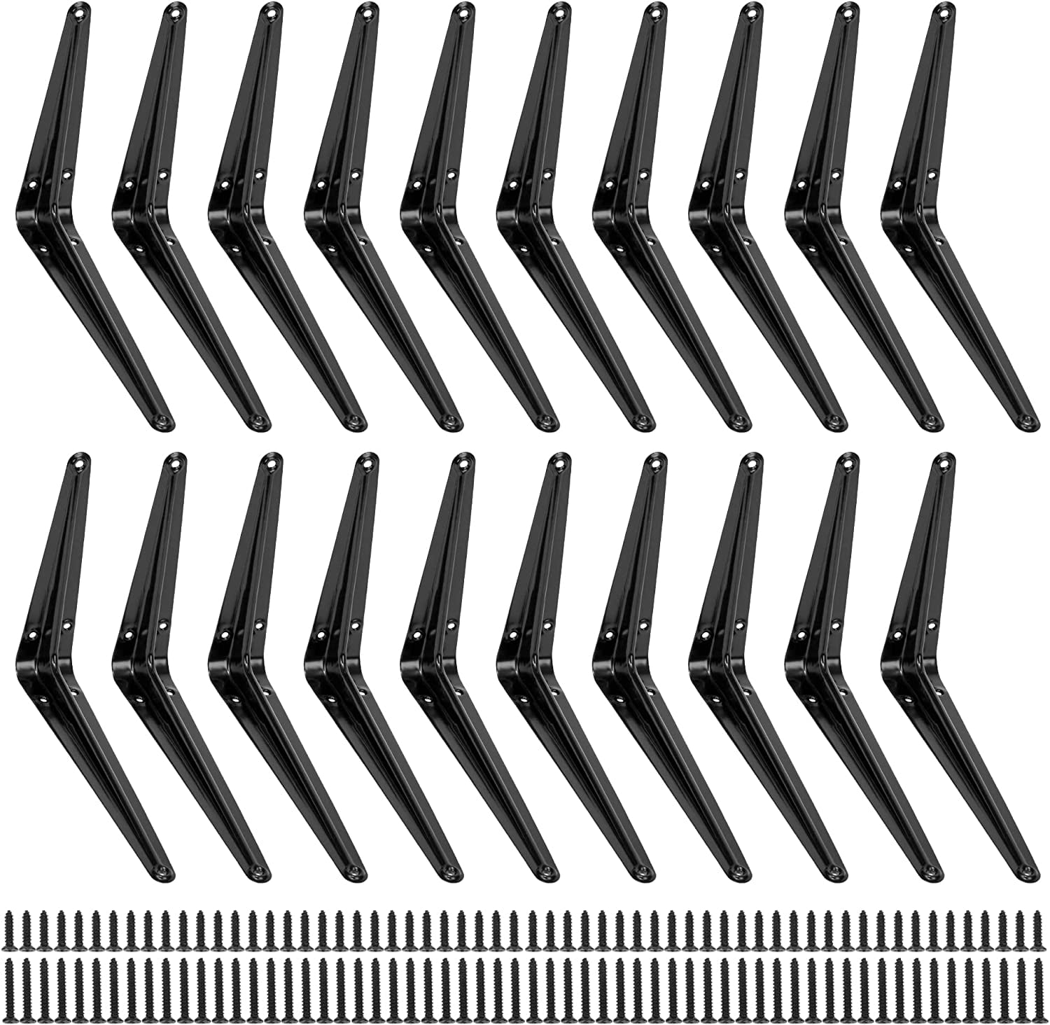 "ICOOL 20 Pack Black Shelf Brackets 8"" x 6"" Heavy Duty Decorative ...