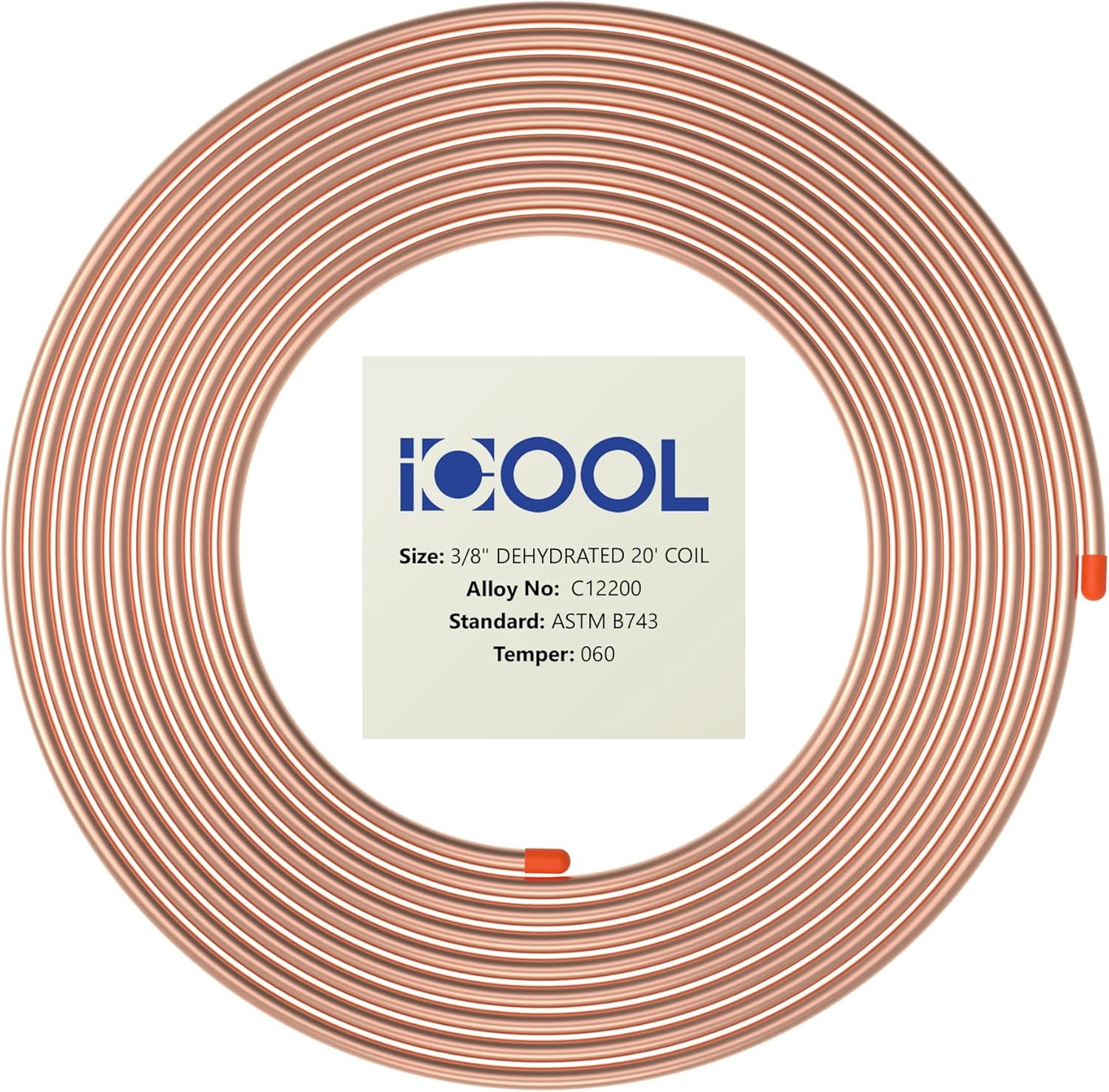 ICOOL 3/8" Copper Tubing 20 Ft - ASTM B743 Refrigeration Soft Coil ...