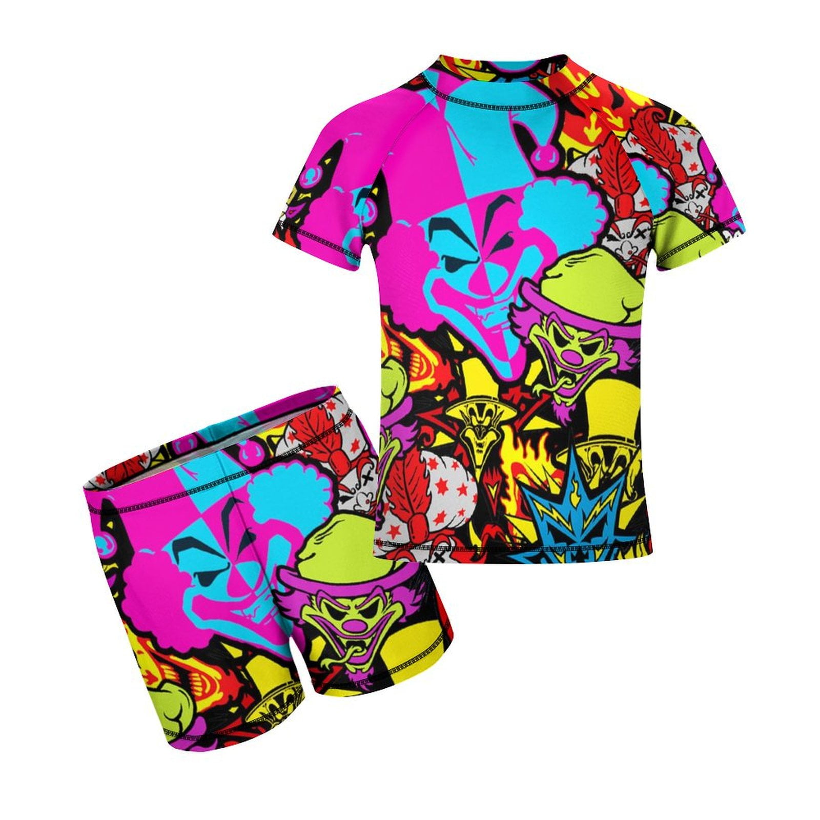 ICP Insane Clown Posse Boy's Swimsuit Short Sleeve T Shirt Swim Trunks ...
