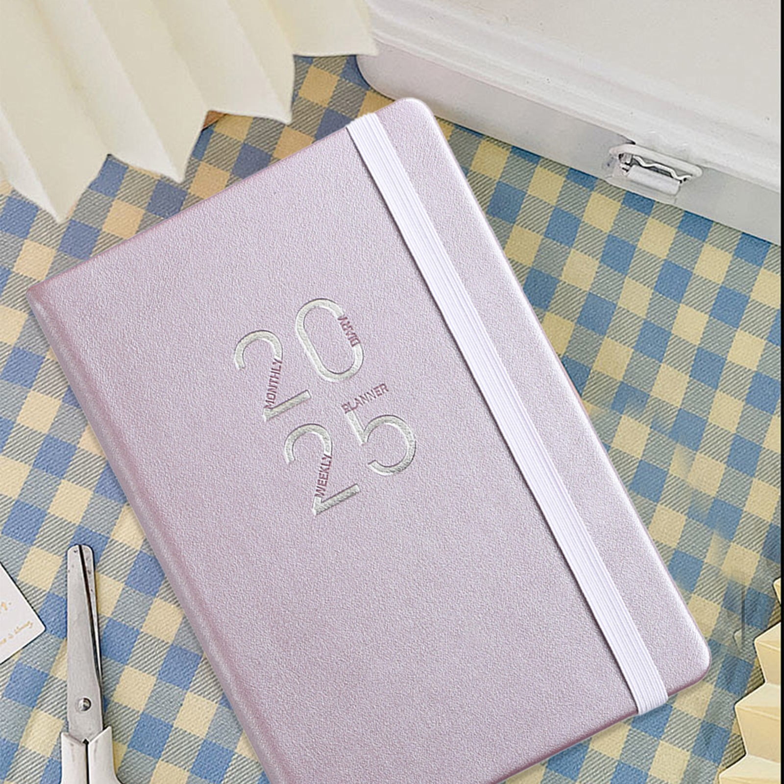 ICQOVD 2025 English Planner Imitation Leather A5 Planner Timing Management Efficiency Manual ...