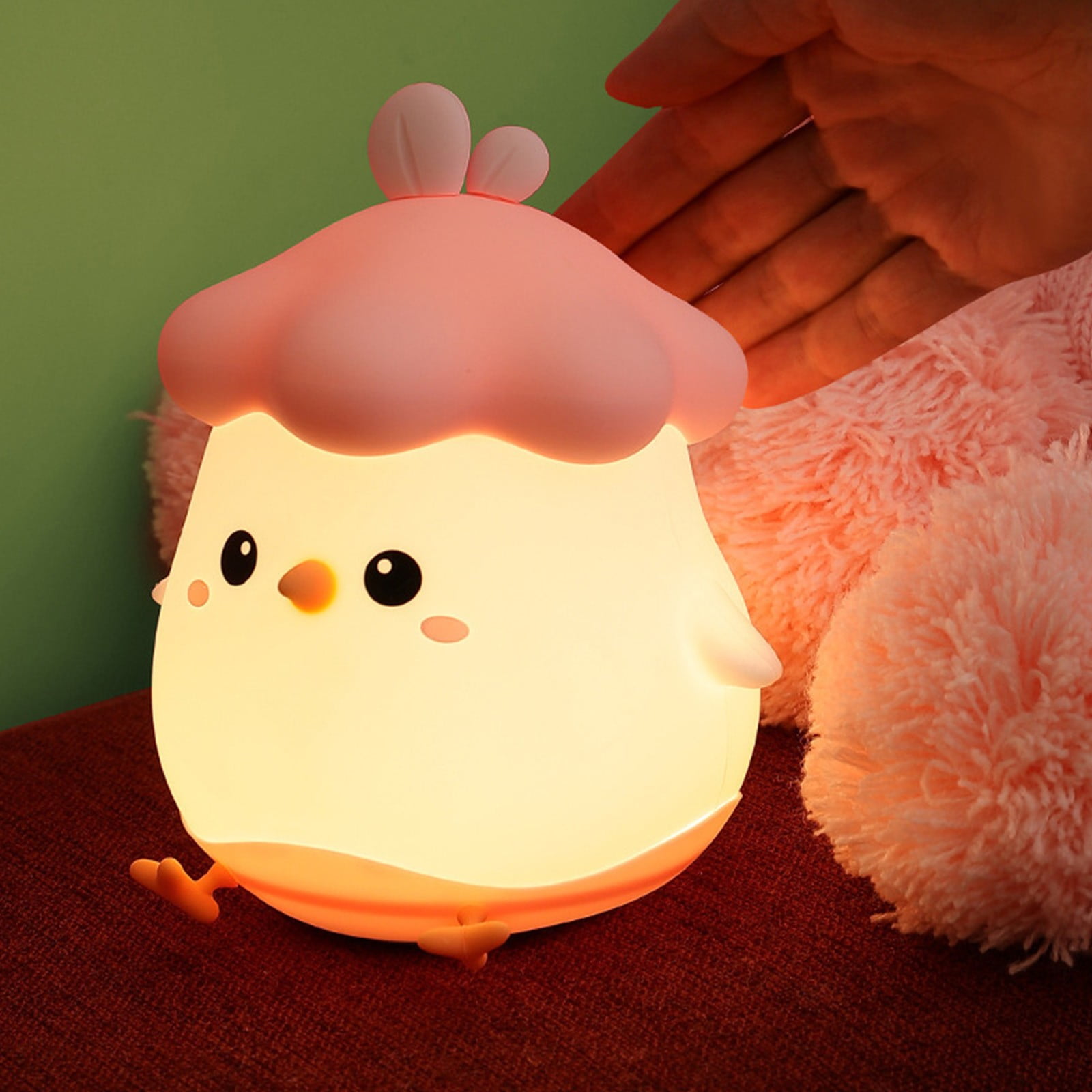ICQOVD Adorable Chicken Shaped Rechargeable Night Light for Kids with ...