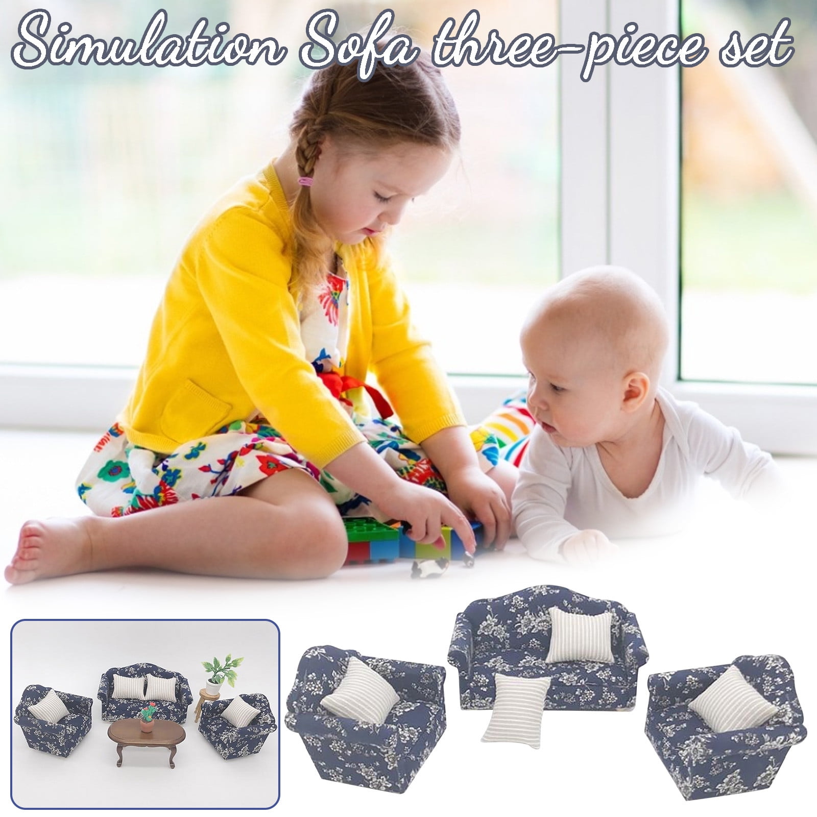 ICQOVD Clearance 1:12 Dollhouse Doll House Sofa Simulation Sofa Three-piece Set - Walmart.com