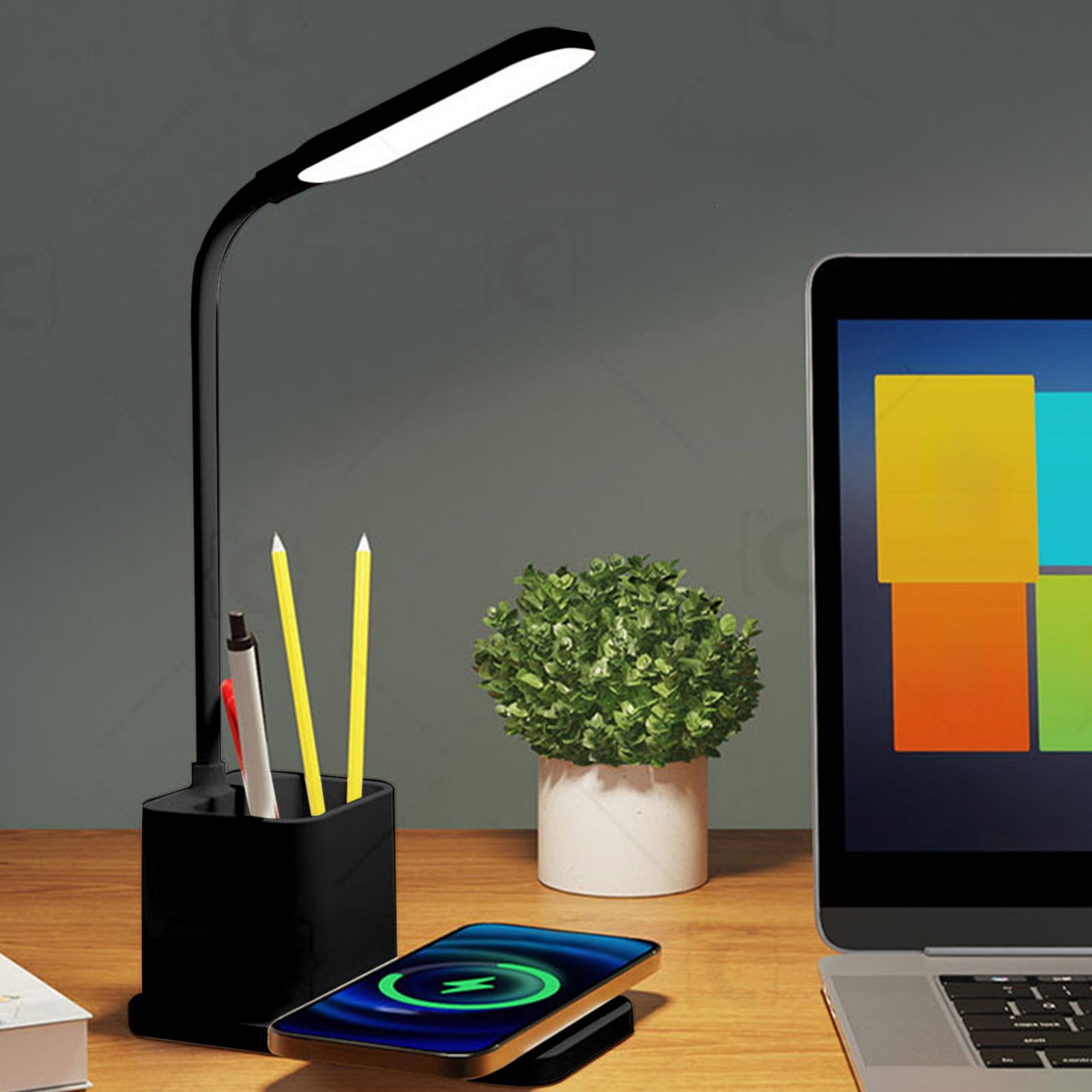 ICQOVD Clearance 15W Wireless Charging Desk Lamp Adjustable Lighting ...