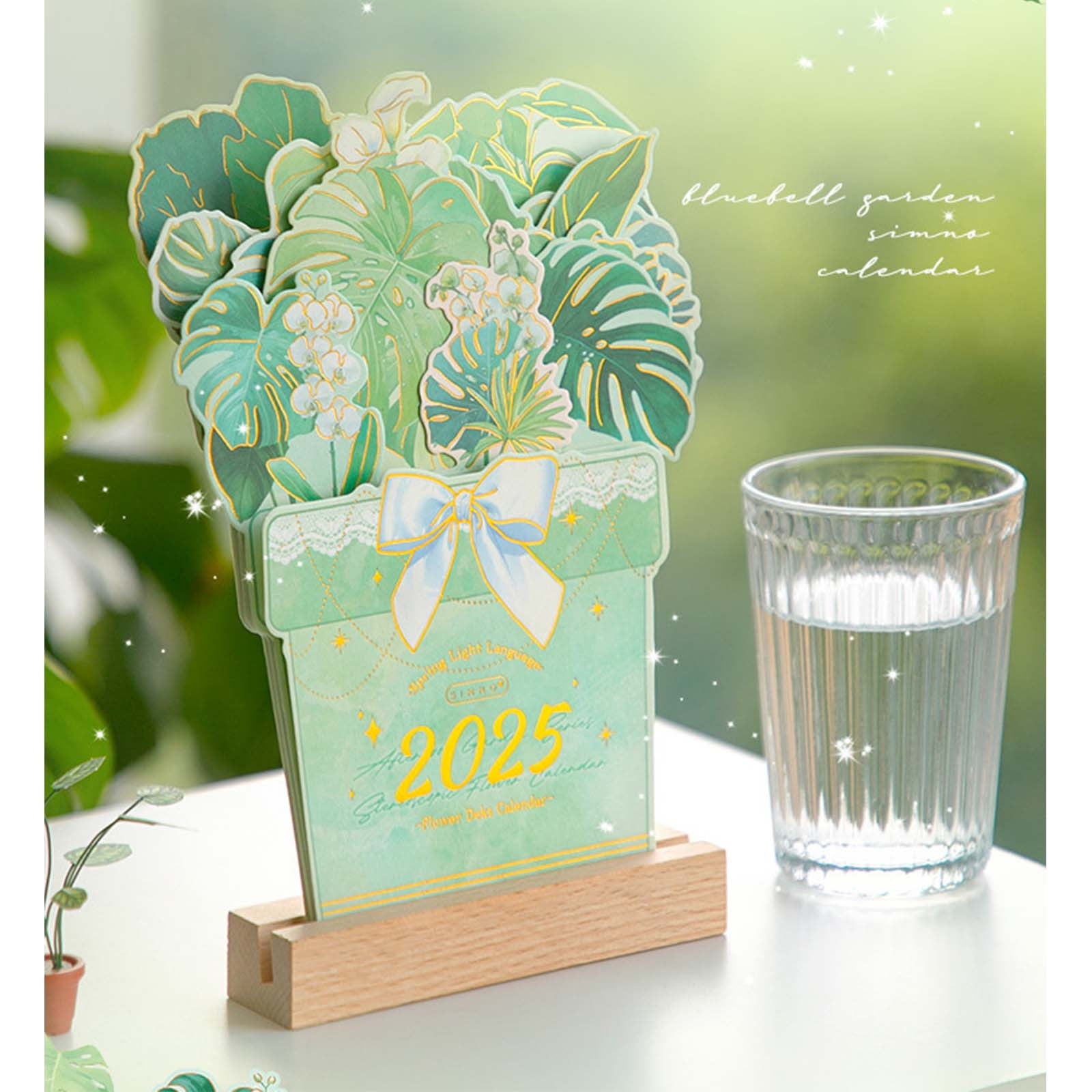 ICQOVD Clearance Flower Calendar 2025 Wooden Insert Card Desktop ...