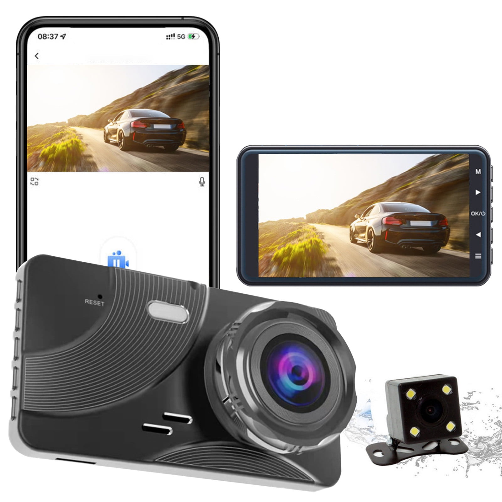 ICQOVD Dash Cam with WiFi 1080P FHD Car Driving Recorder Two Lens Car ...
