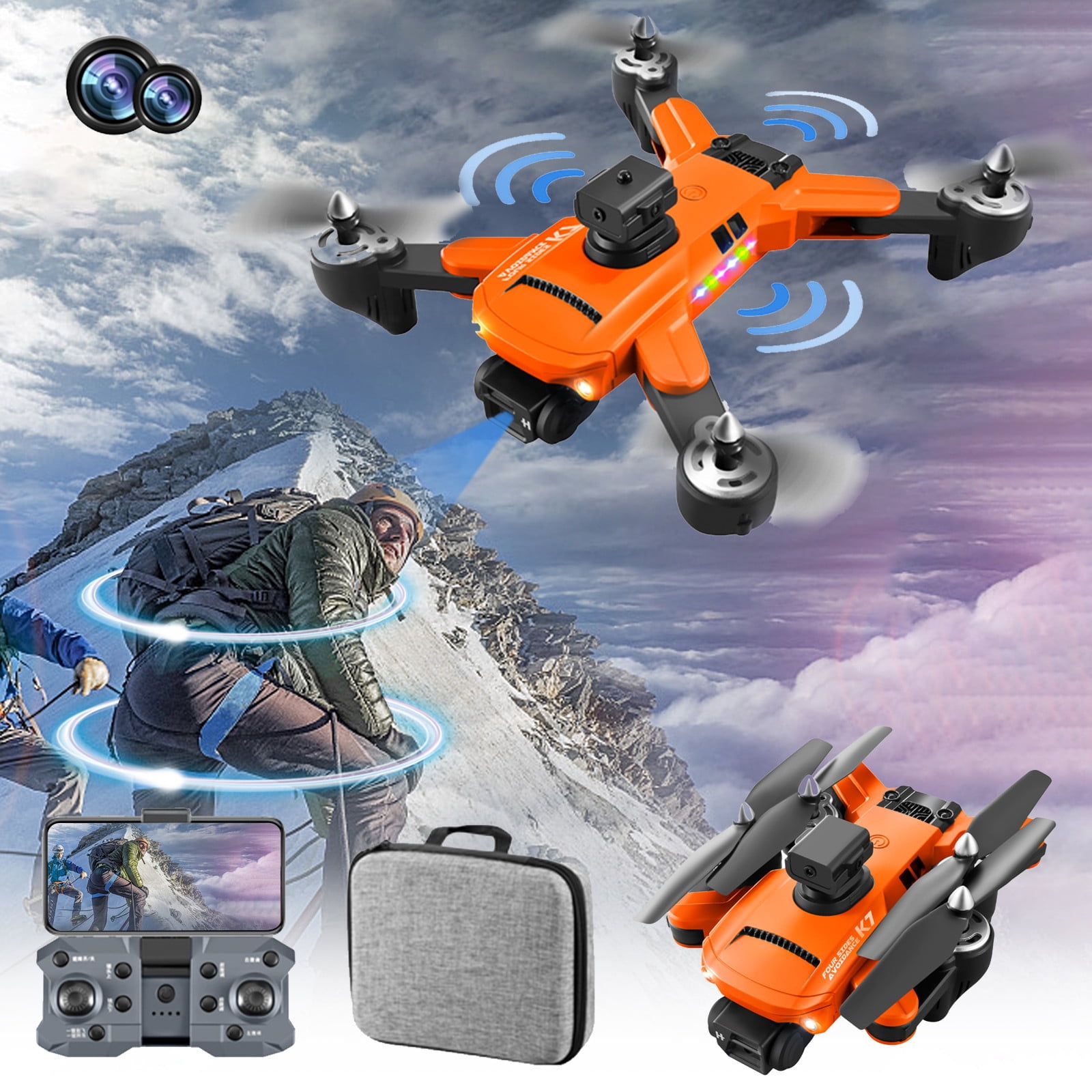 ICQOVD Drone with ESC Camera Brushless Motor Remote Control Obstacle ...