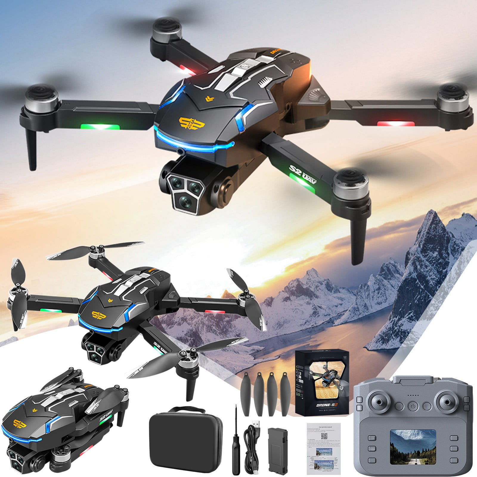 ICQOVD Drone with ESC Camera Brushless Motor Remote Control with Screen ...