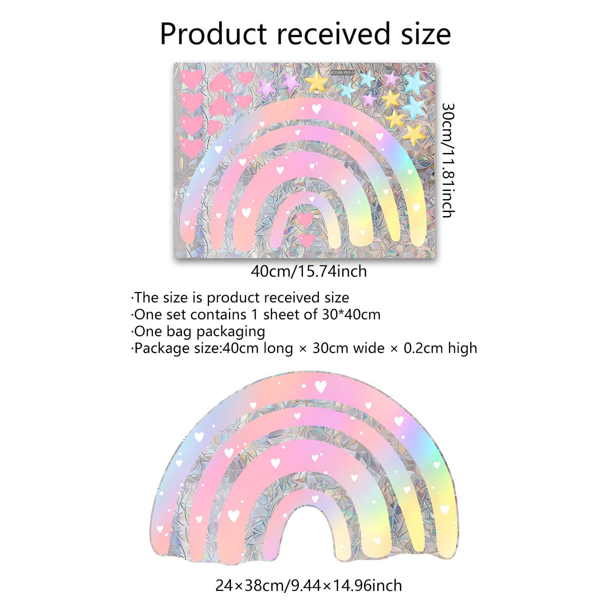 ICQOVD Gradient Heart Star Sunlight Dazzling Electrostatic Sticker ...