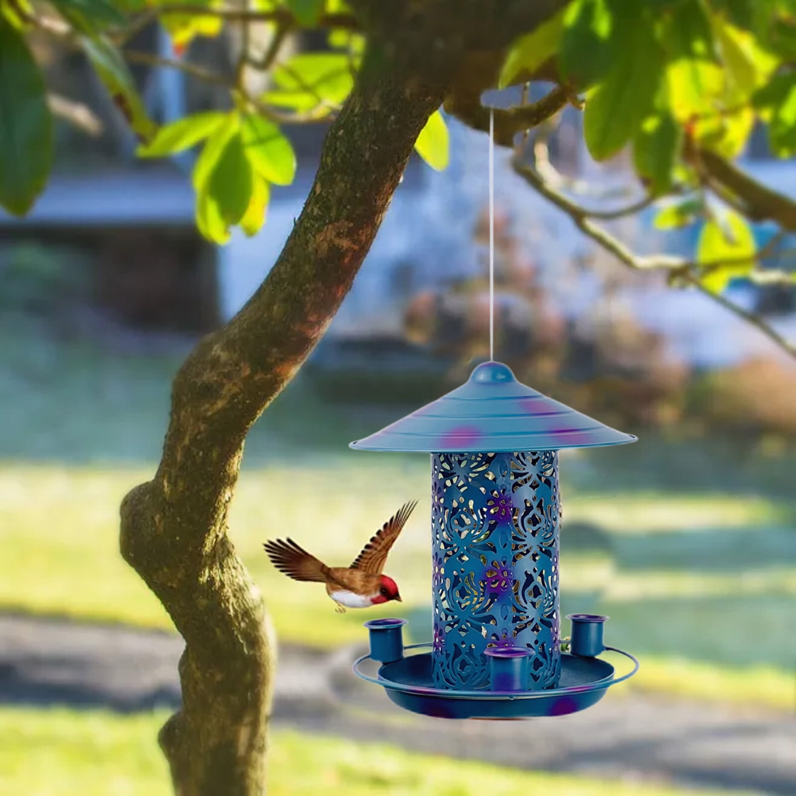 ICQOVD Outdoor Iron Shape Bird Feeder Hanging Hollow Pattern Bird ...