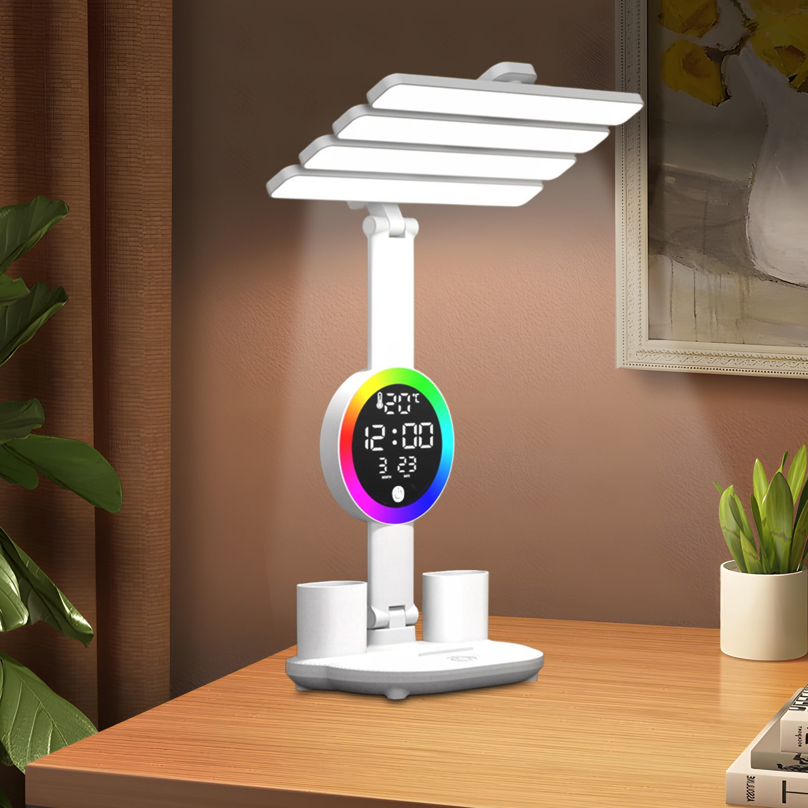 ICQOVD Smart Ambient Desk Lamp Multi-Functional Folding Design with USB ...