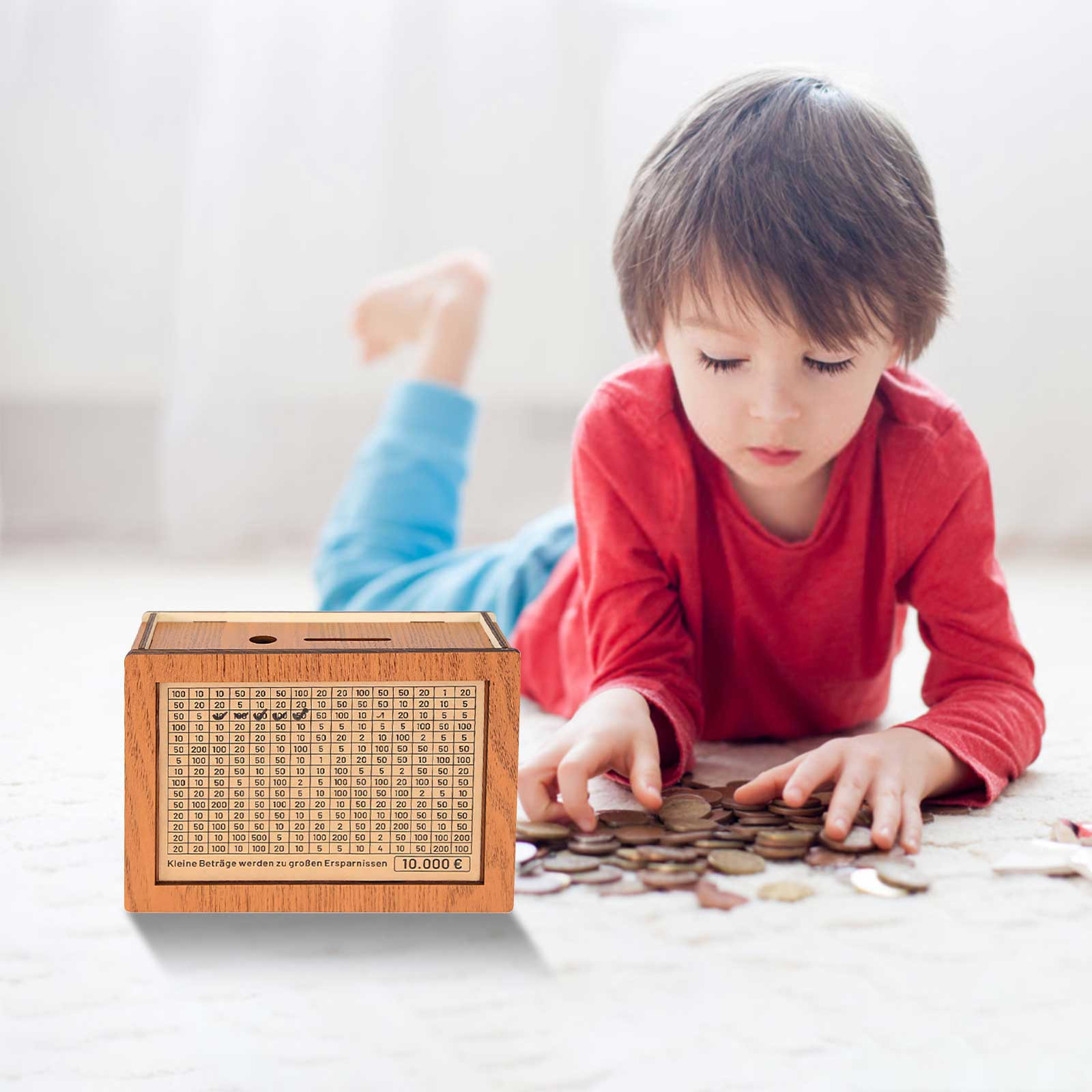 ICQOVD Wooden Money Box Replaceable and Reusable Money Box for Adults ...