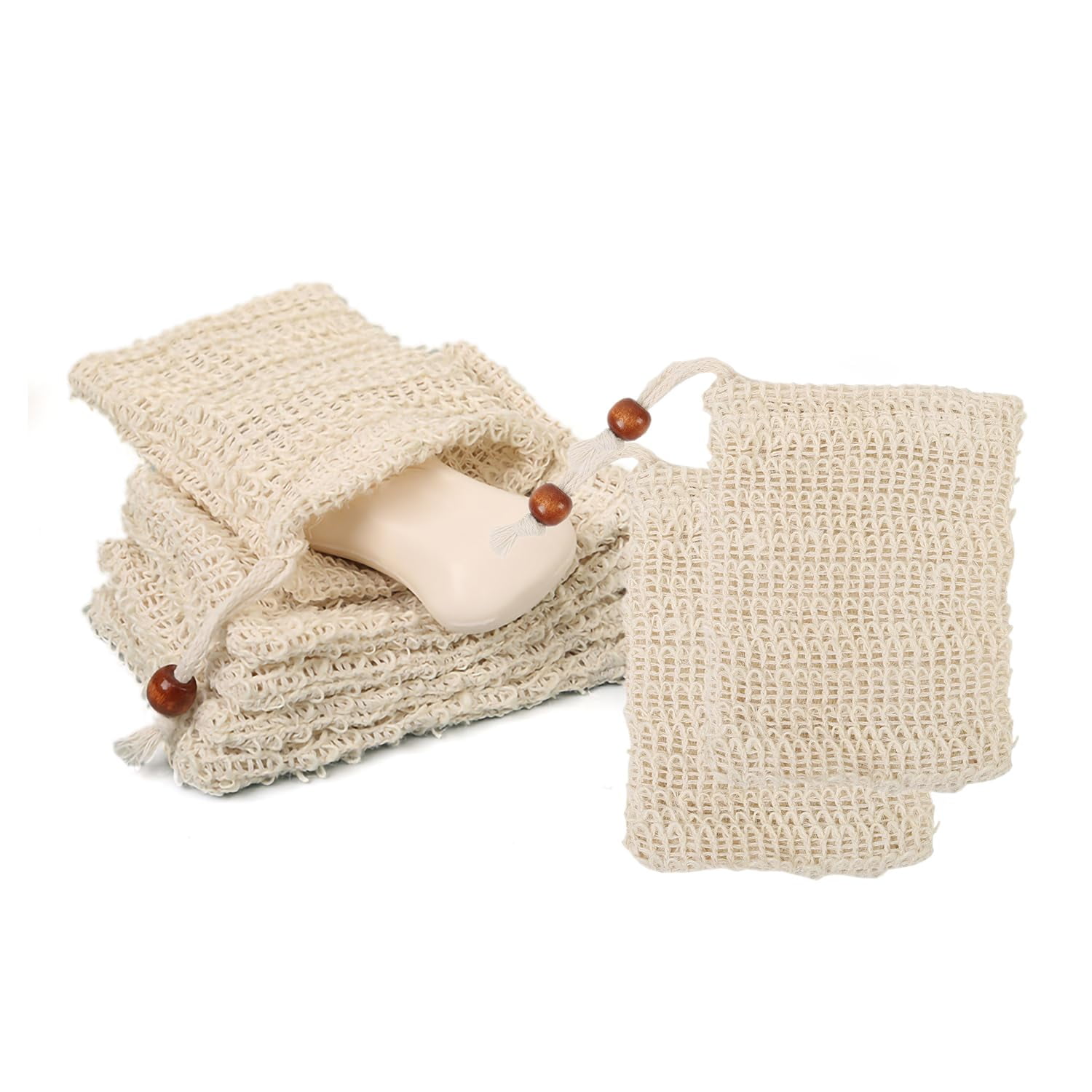 ICSTM Soap Bag,7 Pack NG01 Soap Savers for Bar Soap,Natural Sisal Soap ...