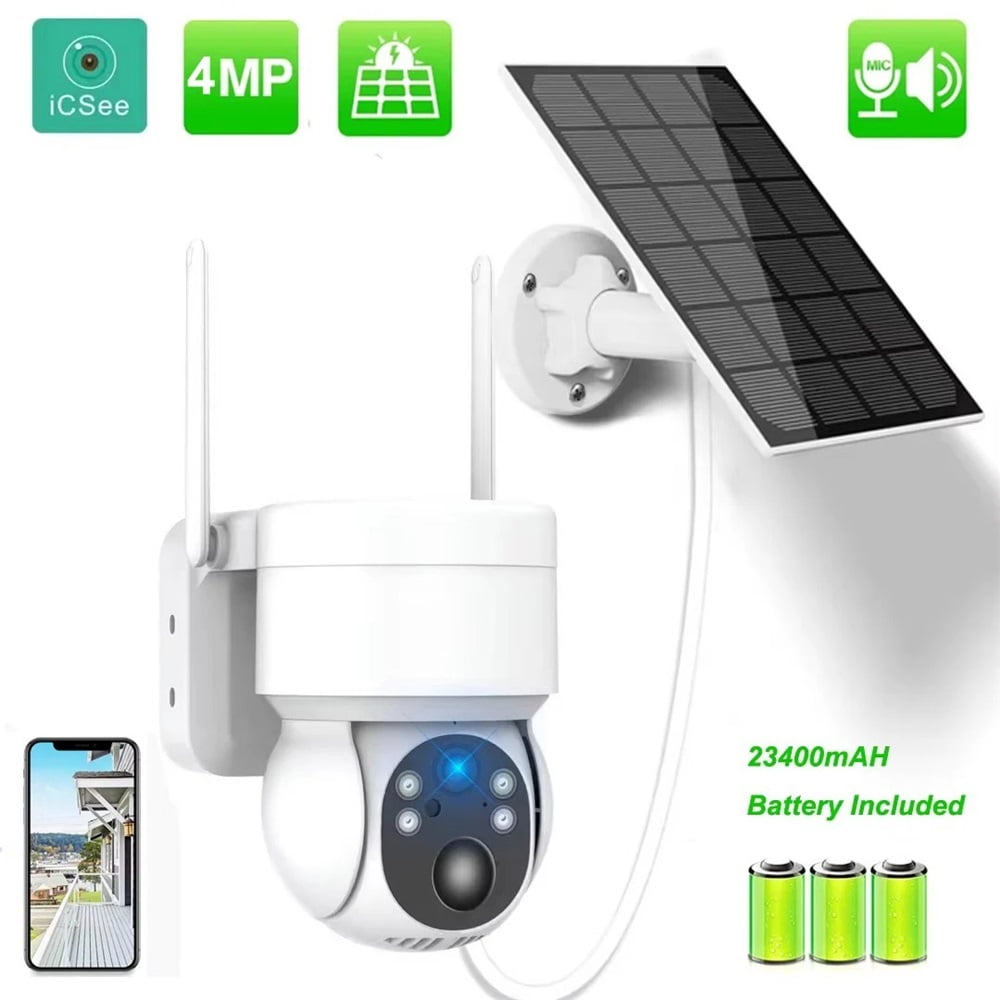 ICSee 2K 4MP HD Solar PTZ Wifi Camera Colorful Night Vision Two Way ...