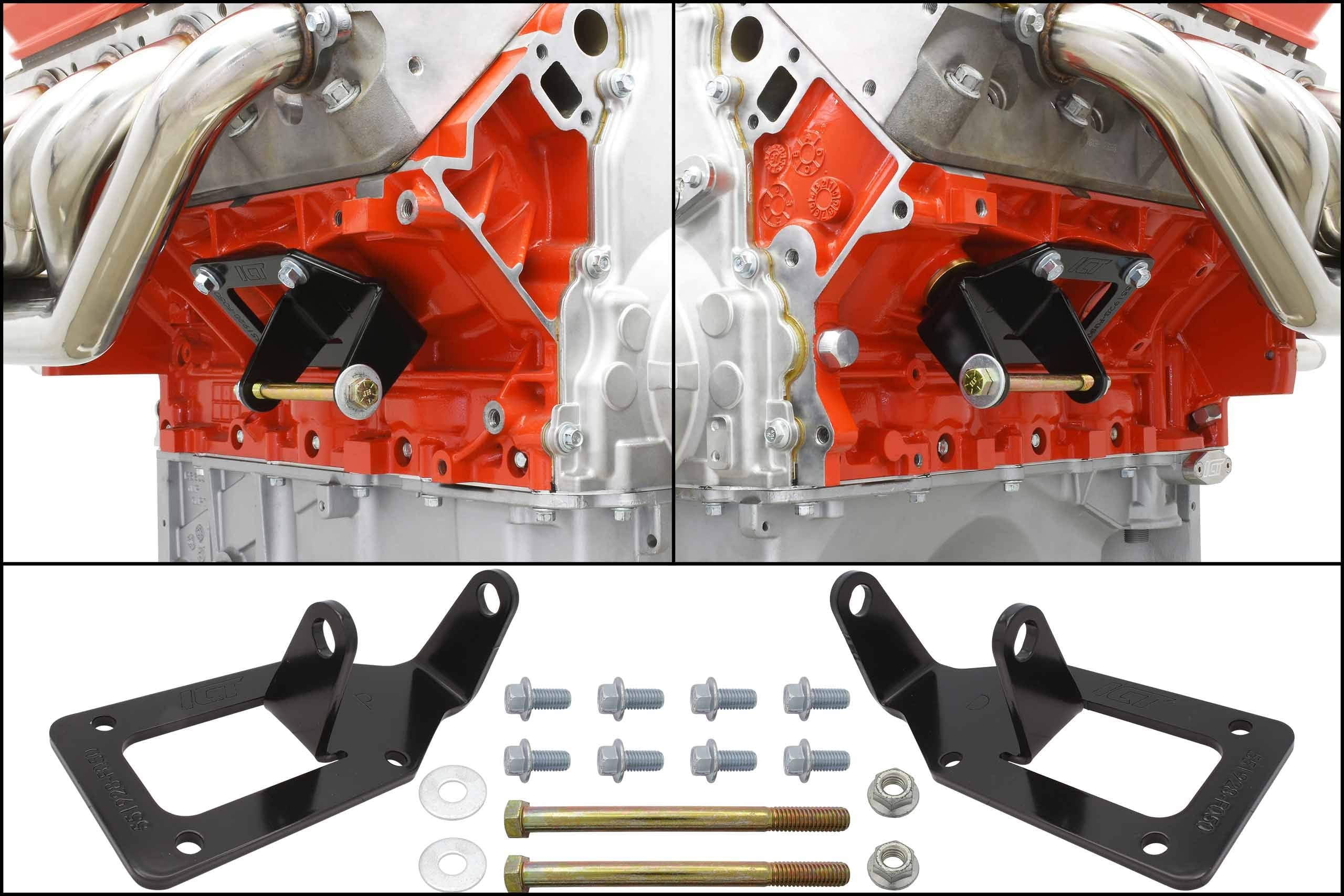 ICT Billet 1975 to 1987 SBC to LS Swap Engine Mount Forward 0.5 Inches Steel Clamshell Bracket ...