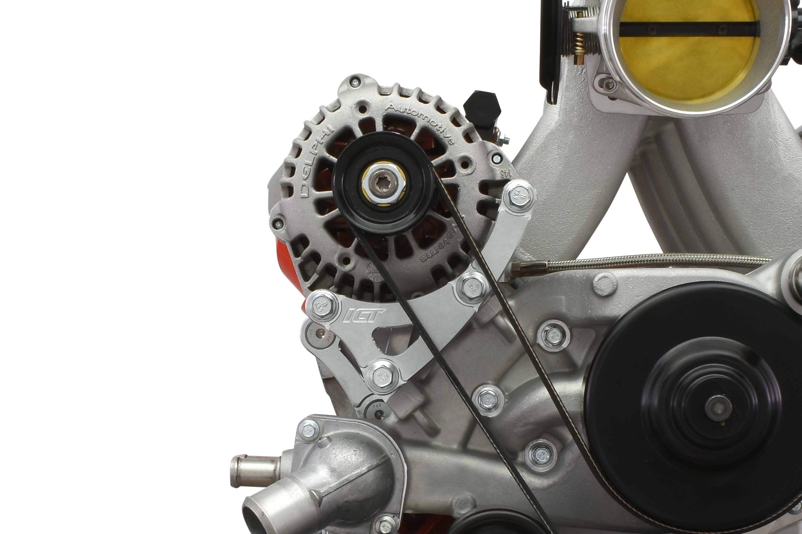 ICT Billet 5.3L 6.0L Turbo LS Truck Alternator Relocation Bracket Kit ...