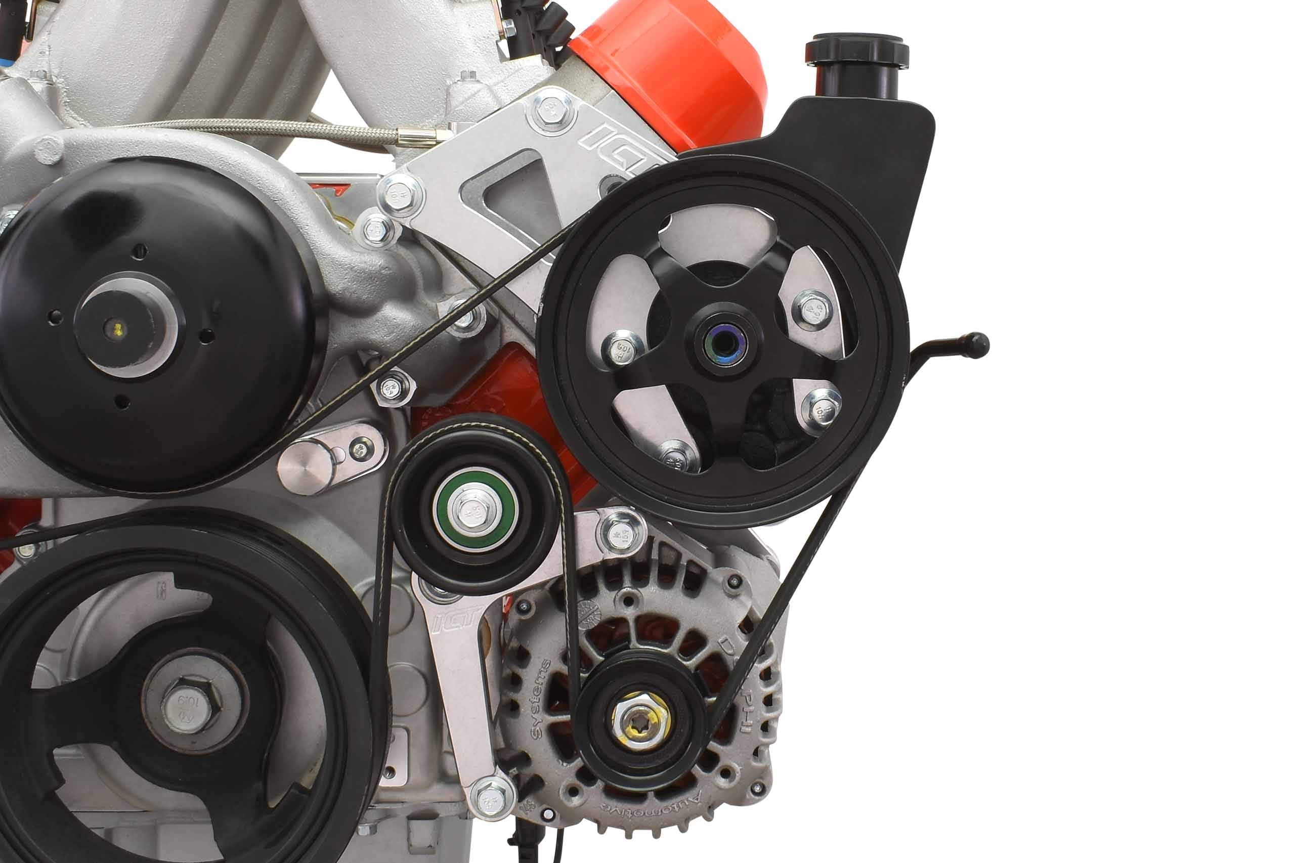 ICT Billet 5.3L LS Heavy Duty Truck Power Steering Pump Relocation Low ...