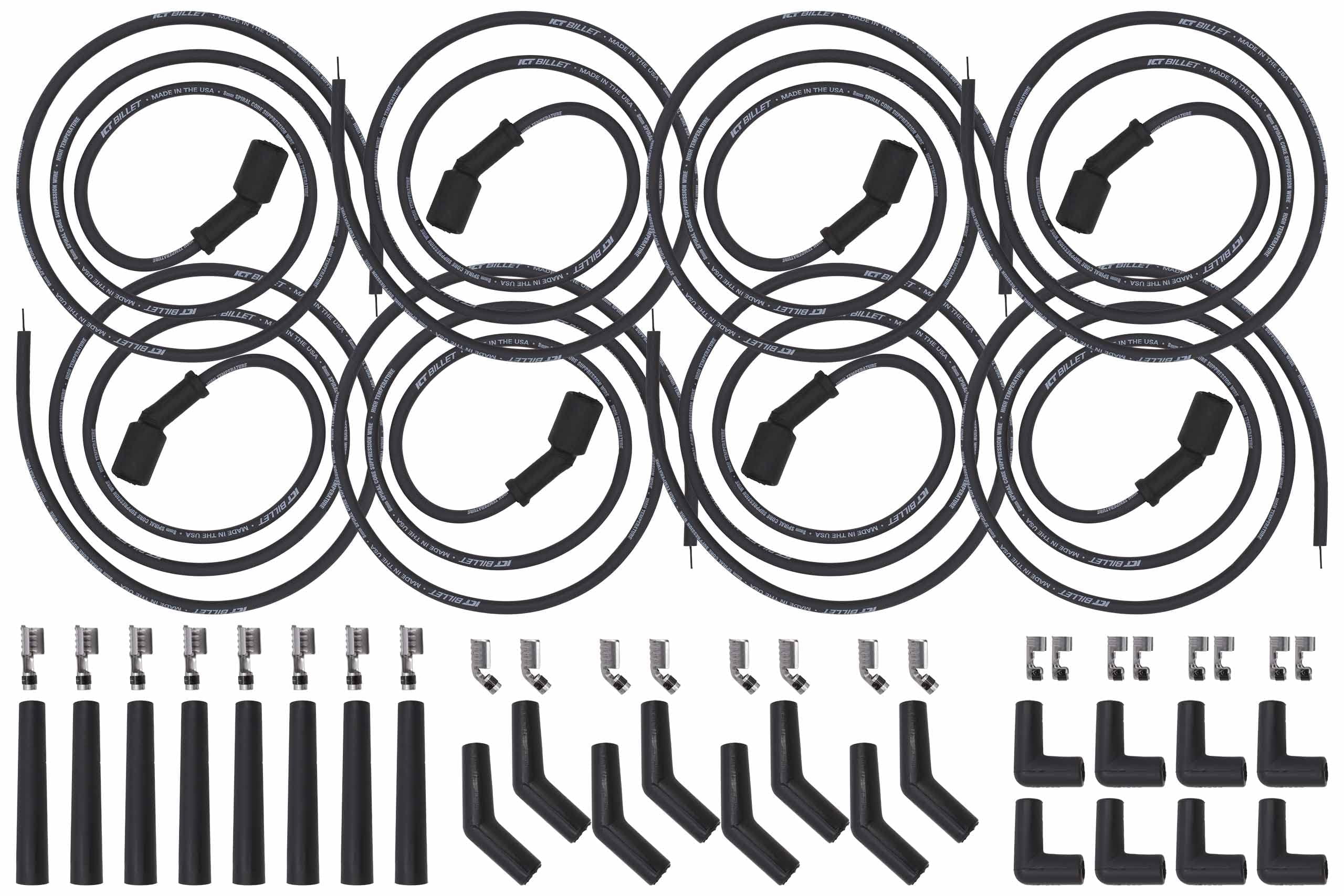 ICT Billet 5ft Universal Spark Plug Wire Set - LS LT Remote Coil Spiral ...