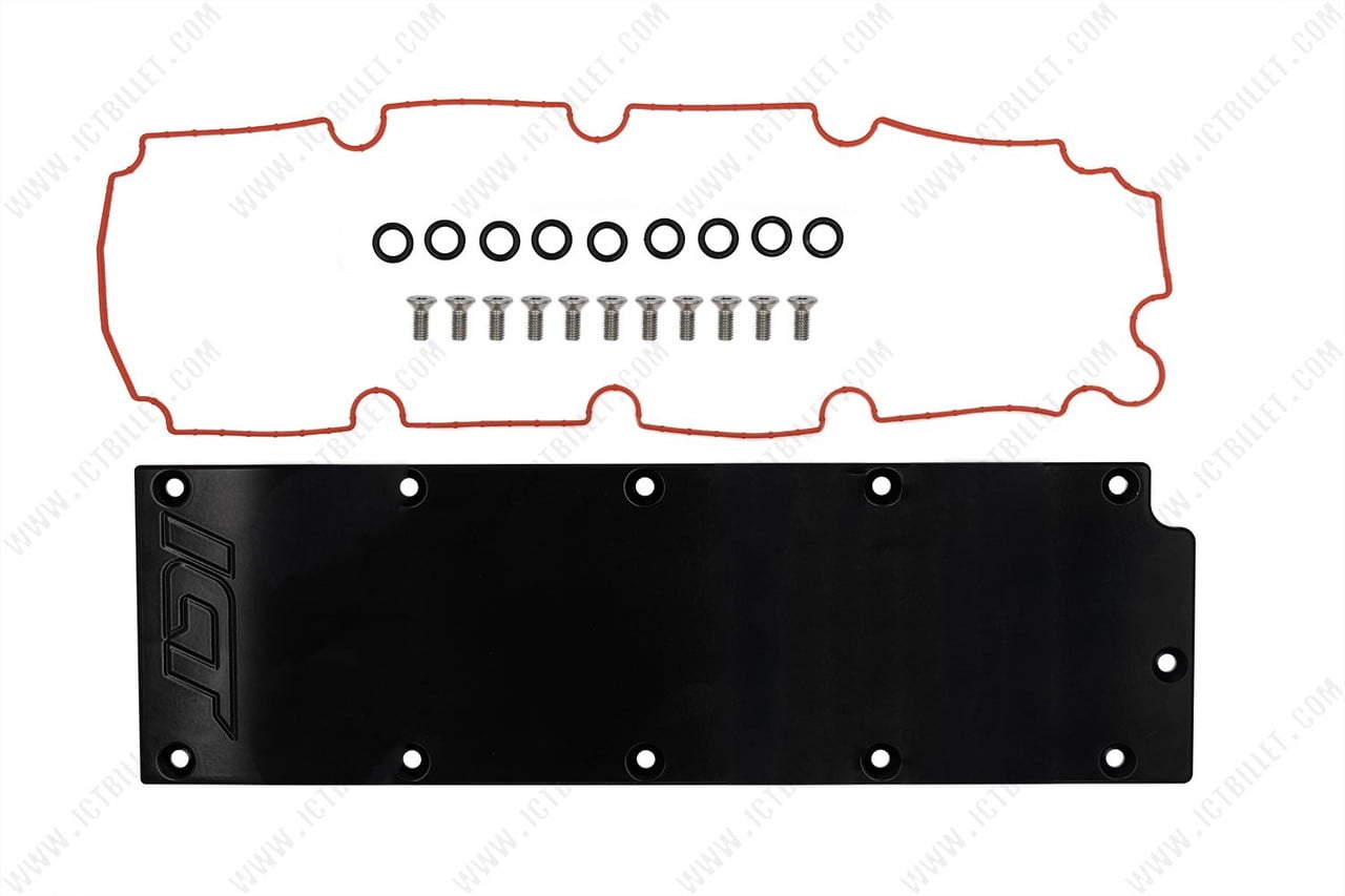 ICT Billet Black Powder Coated LS Gen 4 O-ringed Valley Pan Cover Plate ...