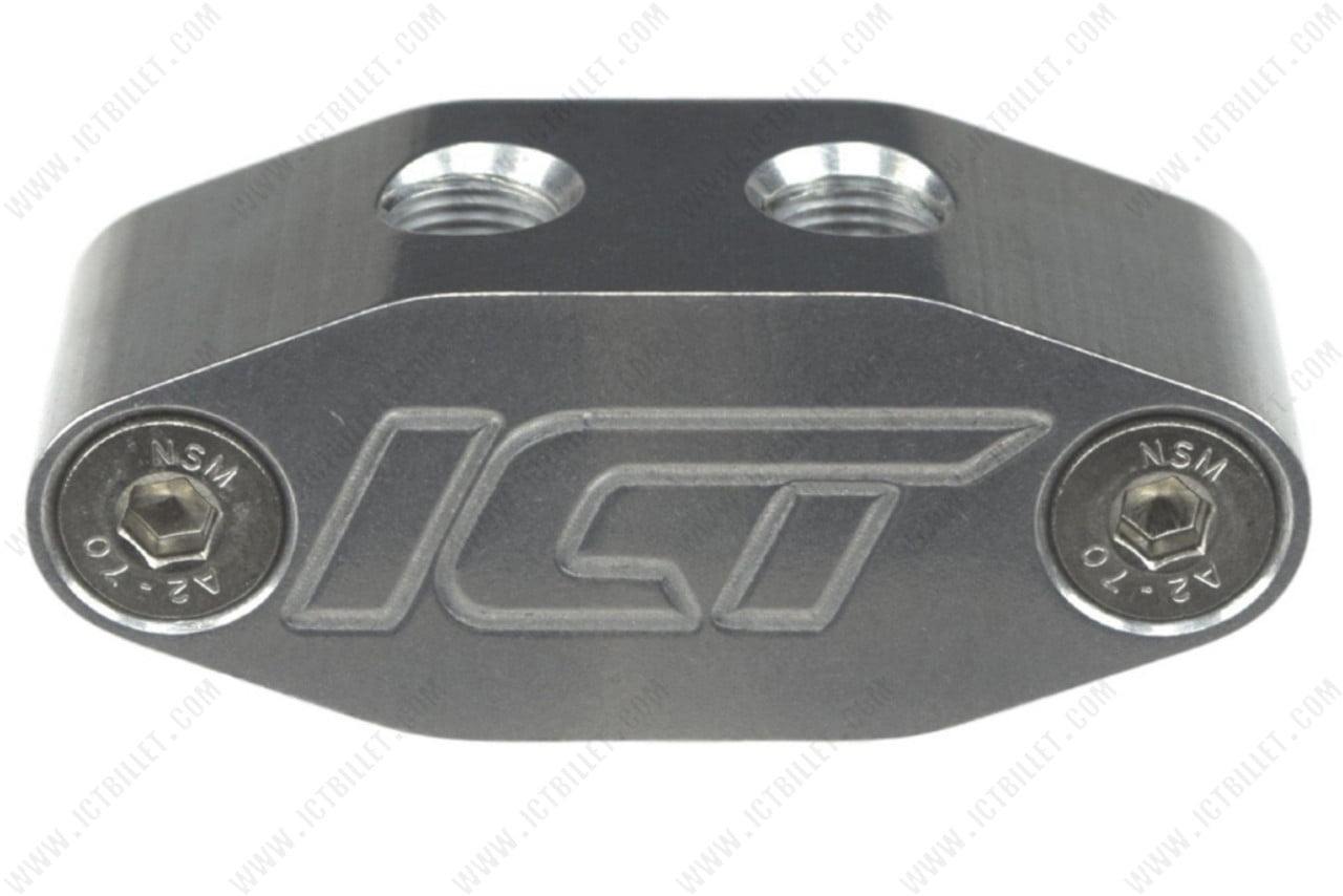 ICT Billet Dual 1/8 NPT Top-Outlet Oil Port Adapter Plate for LS 4.8L 5 ...