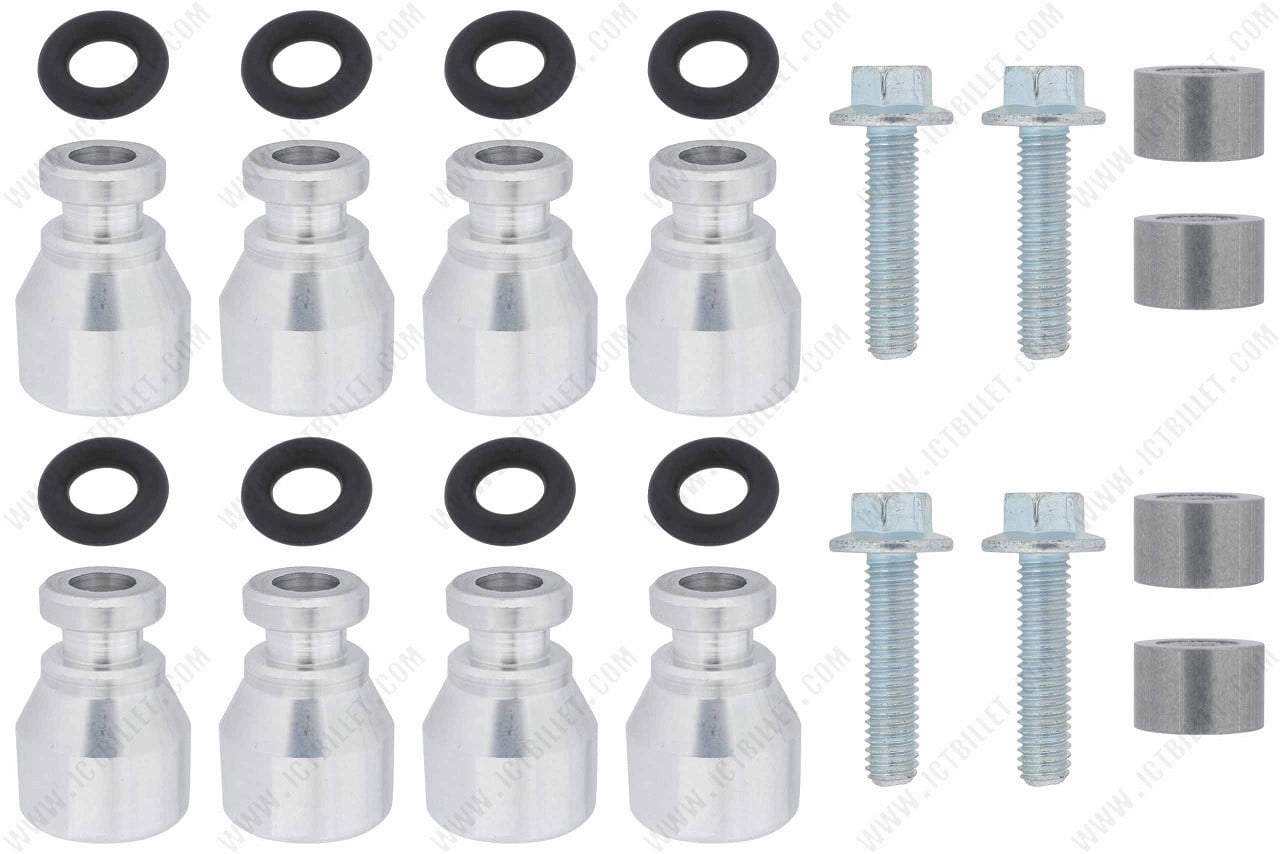 ICT Billet Fuel Injector Spacer Set of 8 - Adapts Standard LS Truck ...