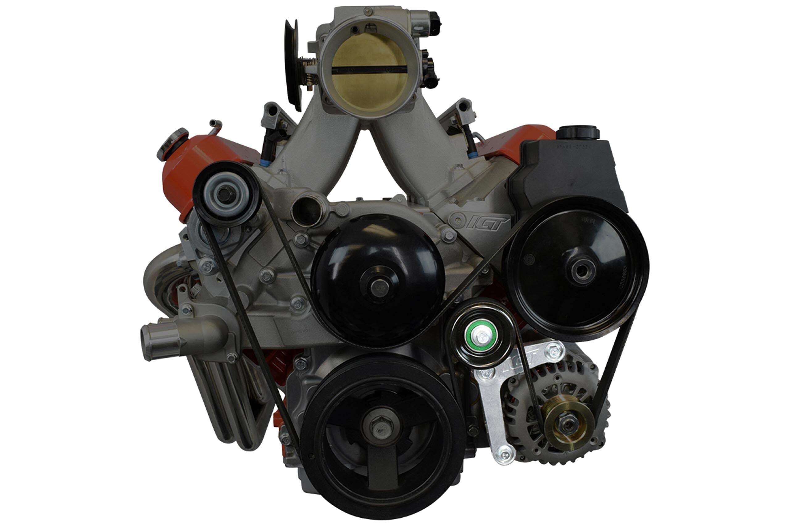 ICT Billet LS Alternator Bracket Complete w/Idler Pulley Factory Low ...