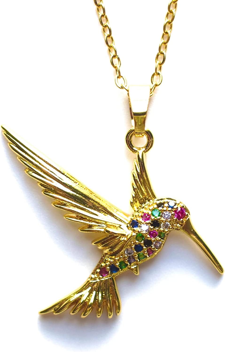 ICTPTOSL 18K Yellow Gold Plated Hummingbird Pendant Necklace for Women ...