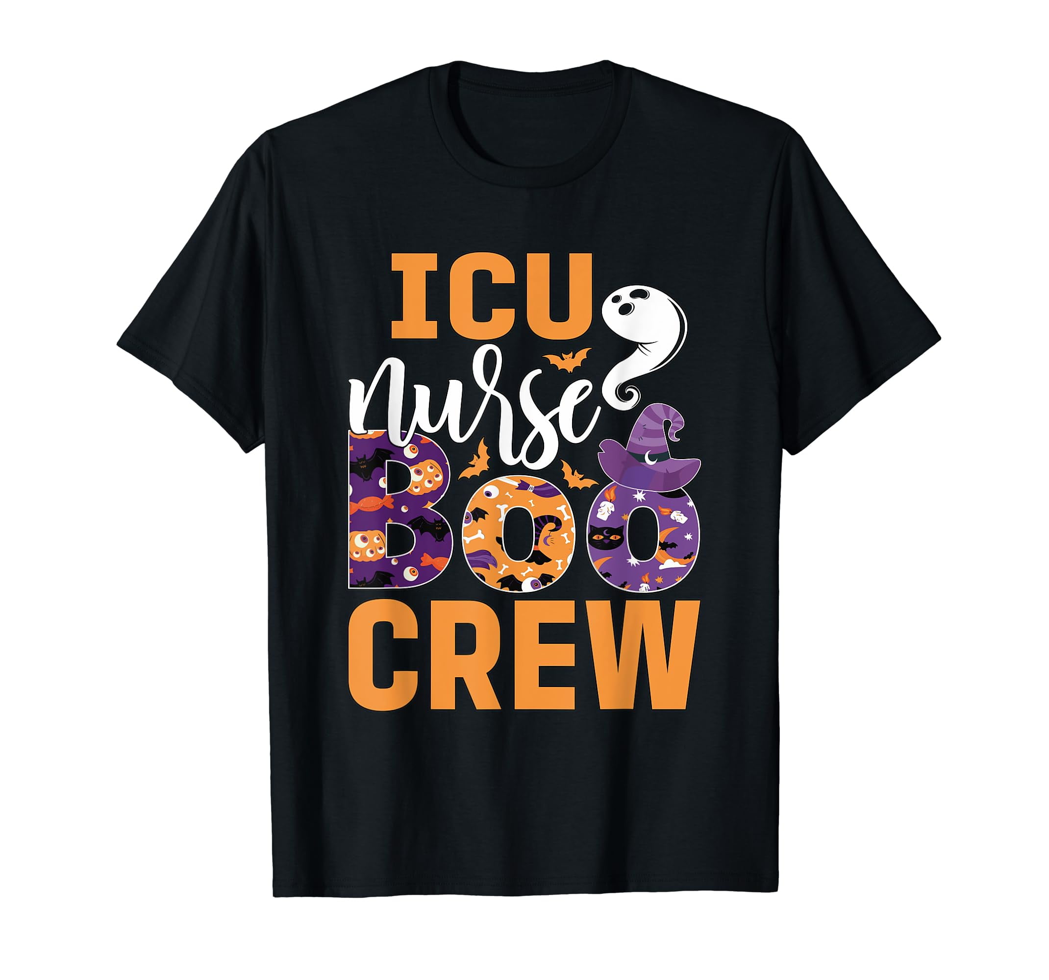 ICU Nurse Boo Crew Funny Nurse Halloween Witch Costume T-Shirt ...
