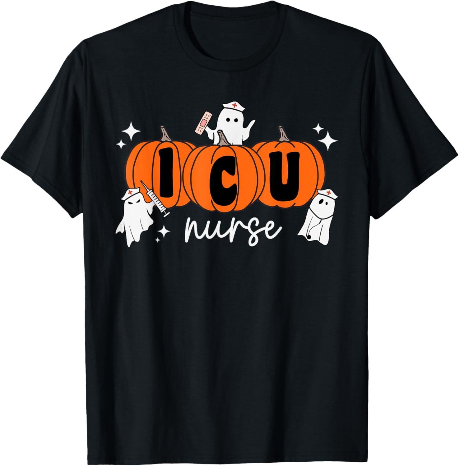 ICU Nurse Crew Ghost Pumpkin Costume ICU Nurse Halloween T-Shirt ...