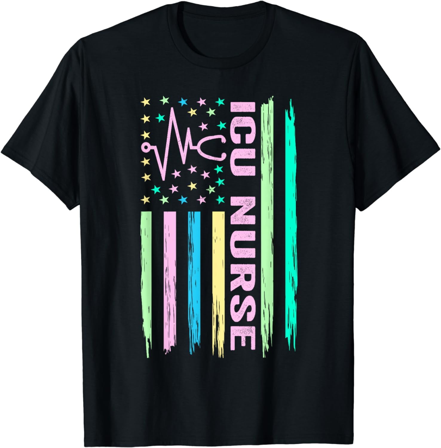 ICU Nurse Pastel USA Flag Patriotic Vintage T-Shirt - Walmart.com