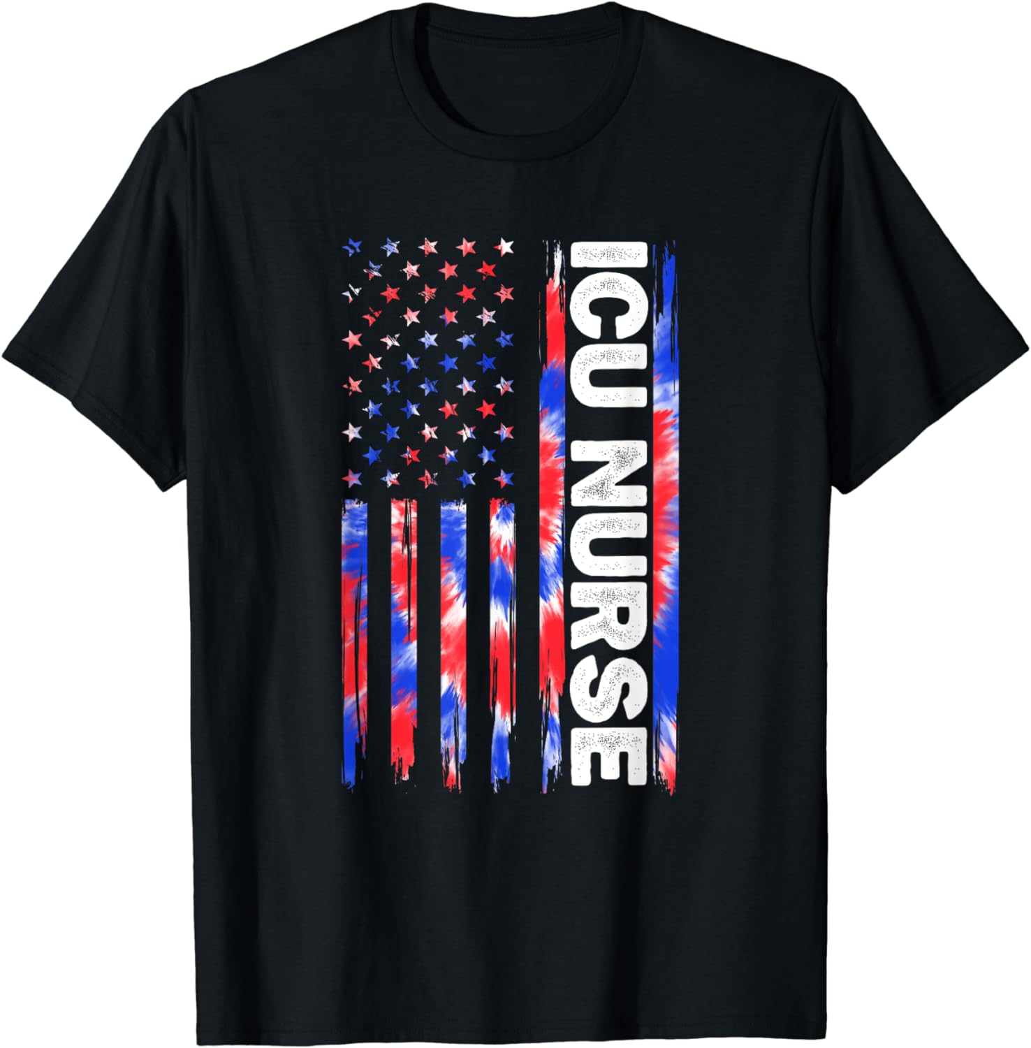 ICU Nurse Tie Dye American Flag 4th Of July USA ICU Nursing T-Shirt ...