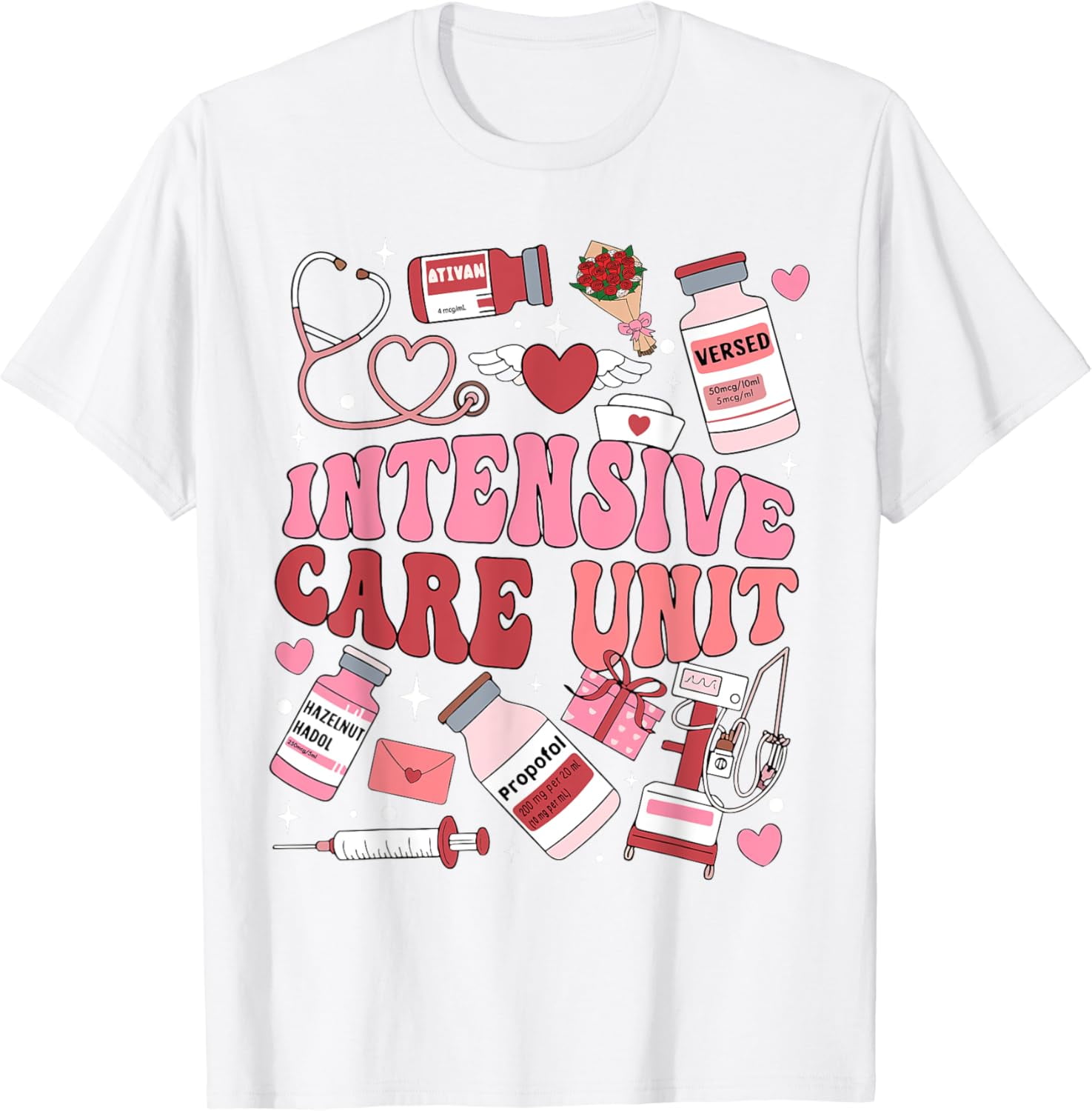 ICU Nurse Valentine Intensive Care Unit MICU CVICU SICU CCU T-Shirt - Walmart.com