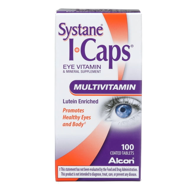 ICaps Multivitamin Eye Vitamin and Mineral Support, Coated Tablets, 100 ...