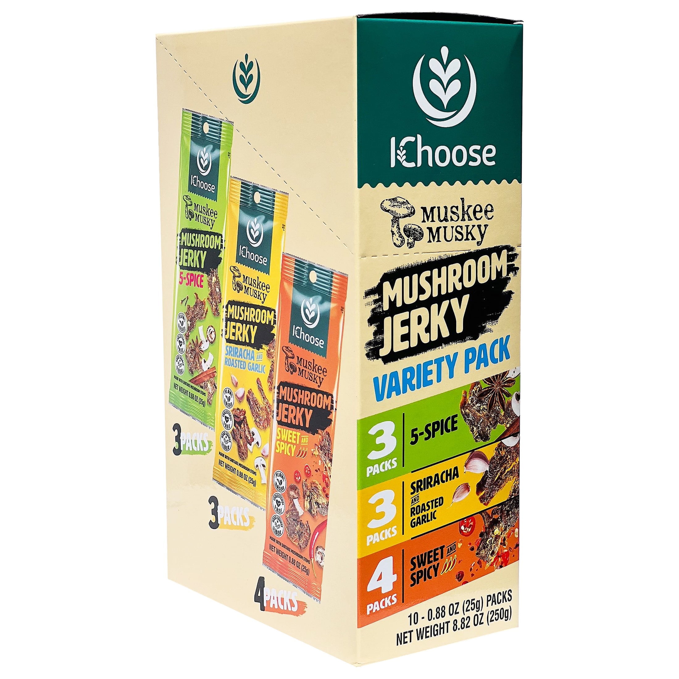 IChoose's Muskee Musky Mushroom Jerky, Mix Variety Flavor, Vegan, High ...