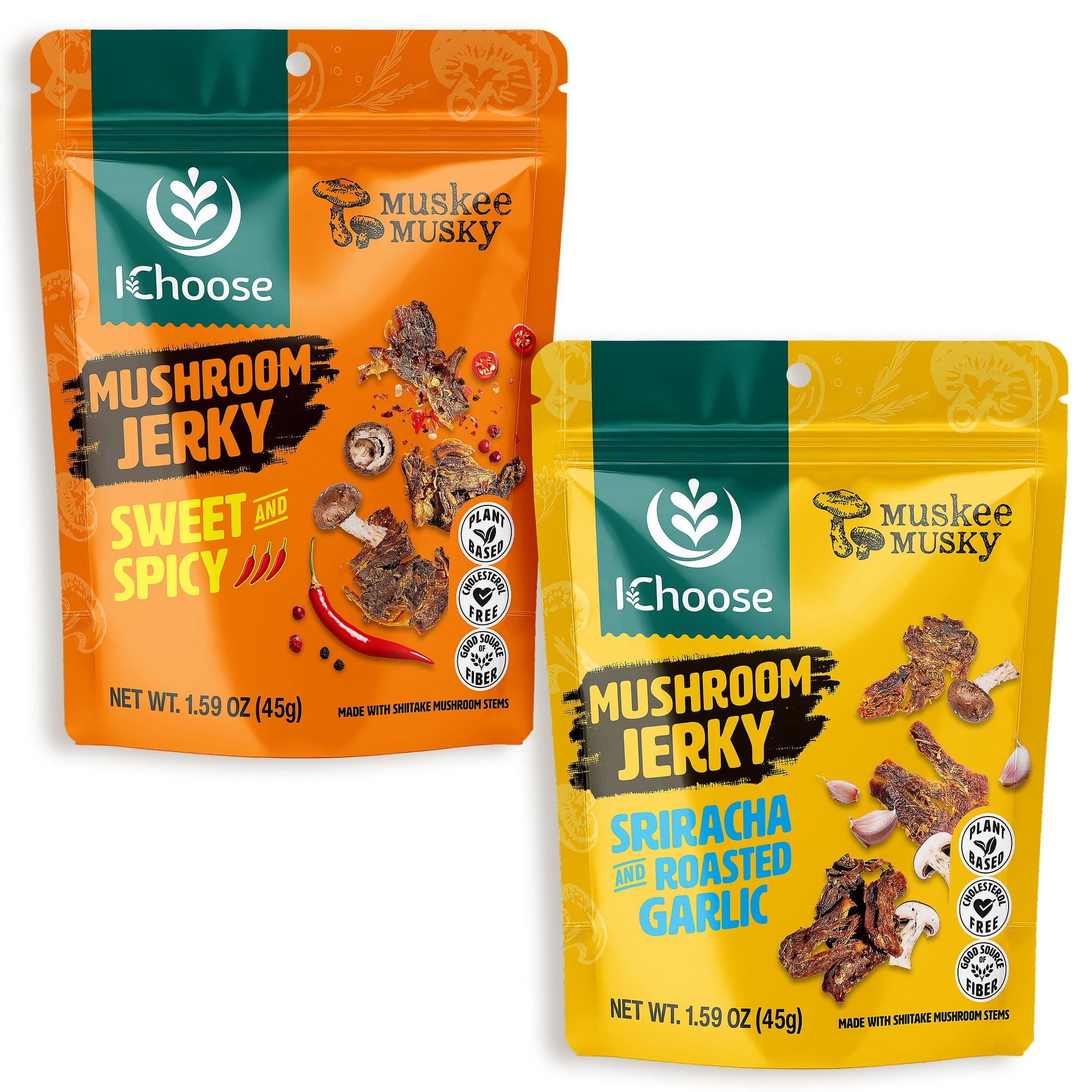 IChoose's Muskee Musky Mushroom Jerky, Mix Variety Flavor, Vegan, High ...