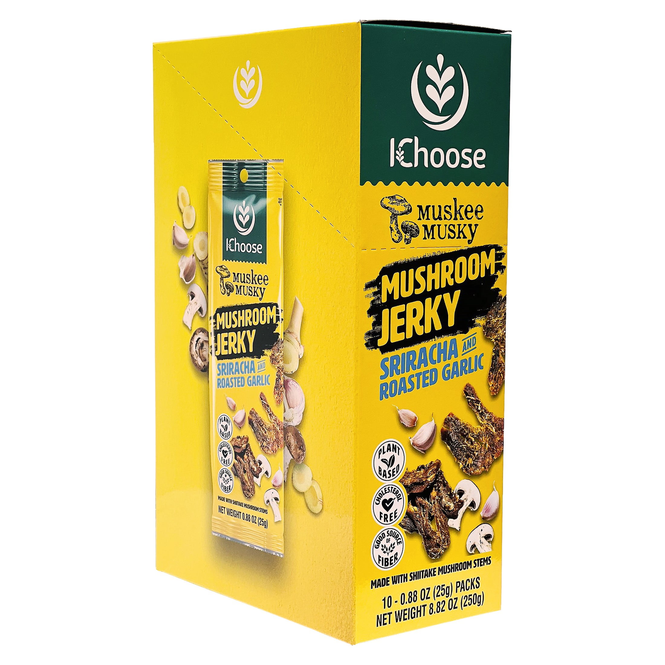 IChoose's Muskee Musky Mushroom Jerky, Sriracha and Roasted Garlic ...