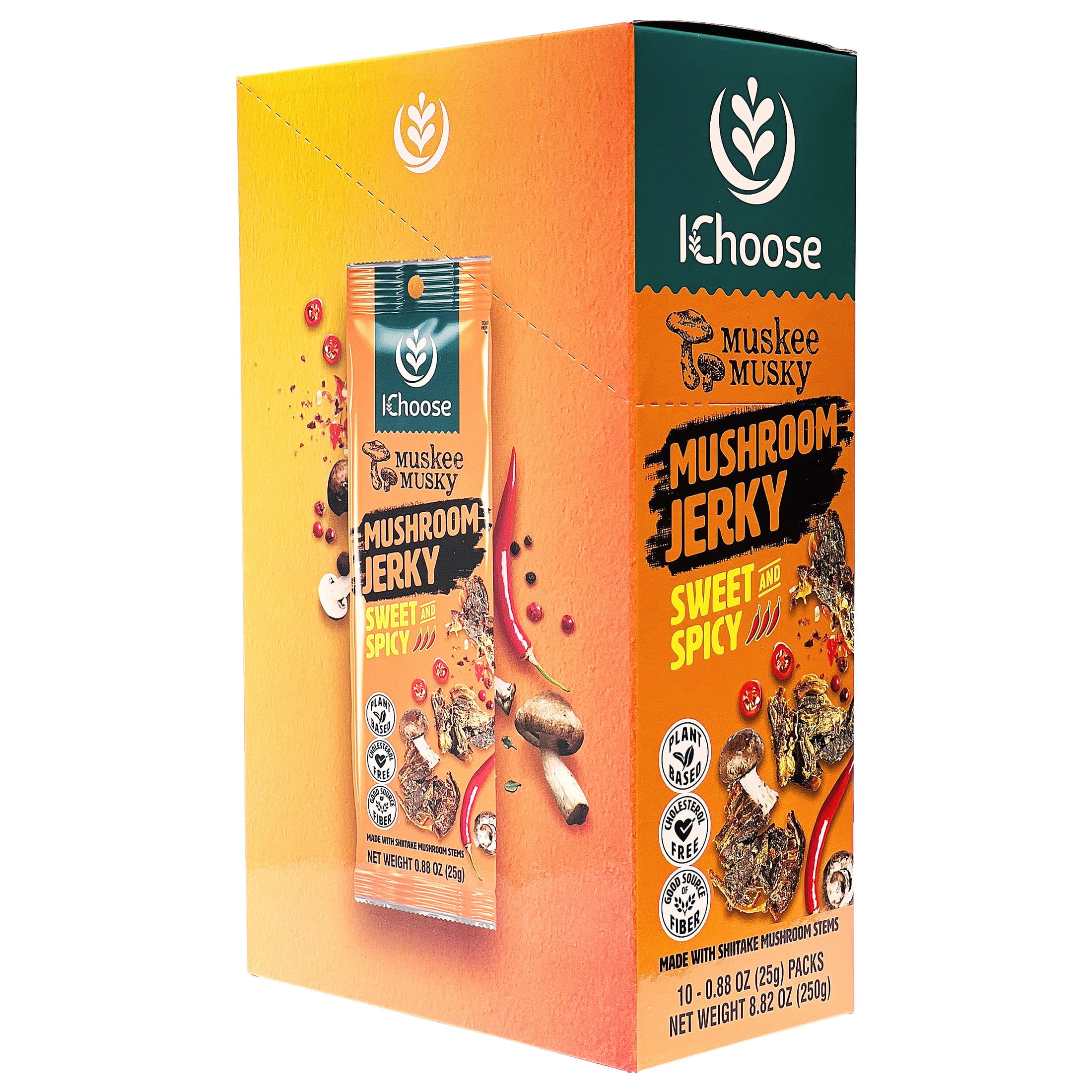 IChoose's Muskee Musky Mushroom Jerky, Sweet and Spicy Flavor, Vegan ...
