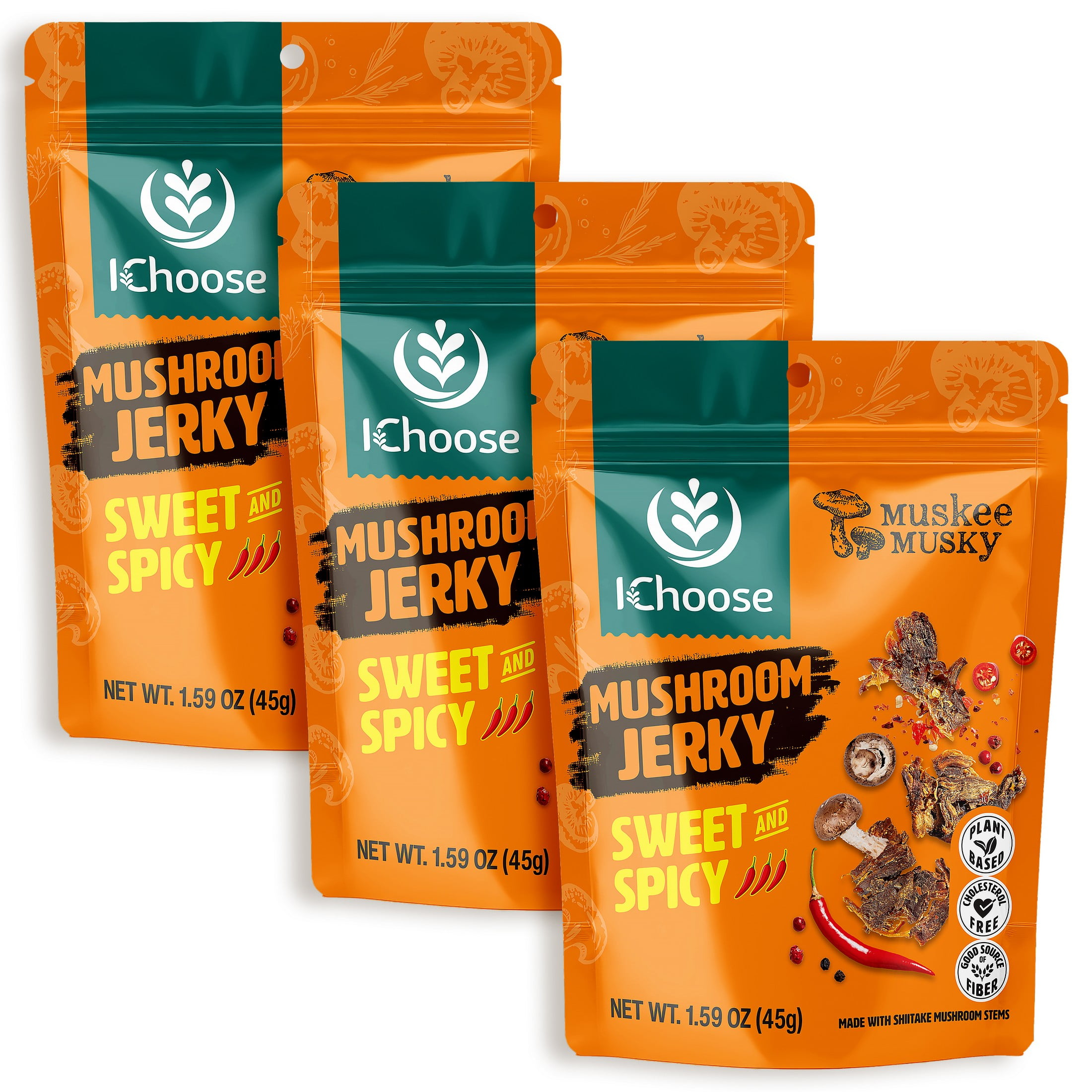 IChoose's Muskee Musky Mushroom Jerky, Sweet and Spicy Flavor, Vegan ...