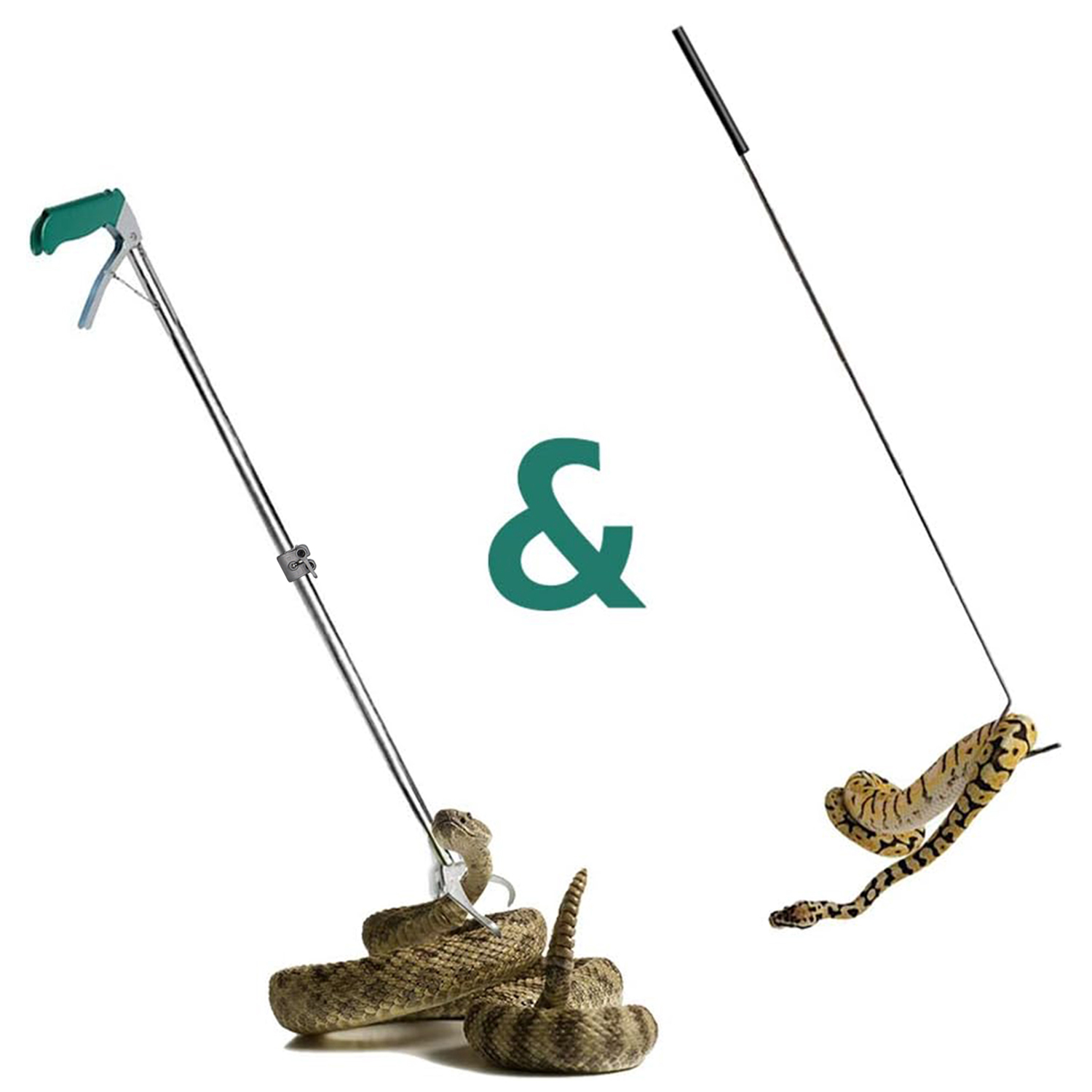 IC ICLOVER [2 in 1] 47" Collapsible Snake Tong + 39" Snake Hook, Heavy ...