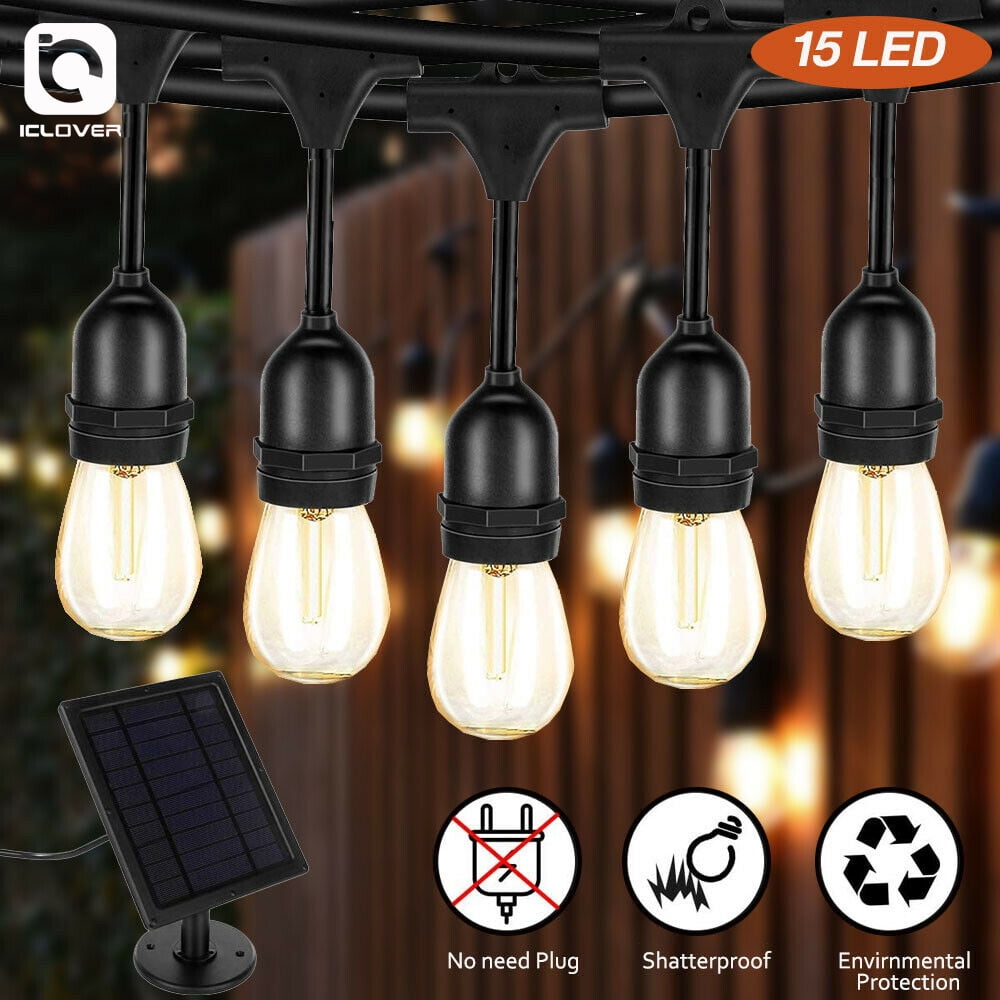 IClover S14 15 LED Solar String Lights Bulb Waterproof Garden Yard Path ...