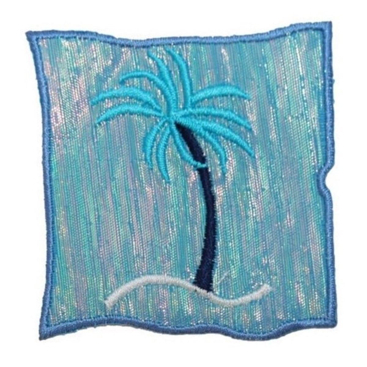ID 0157A Tropical Palm Tree Patch Ocean Picture Embroidered Iron On ...