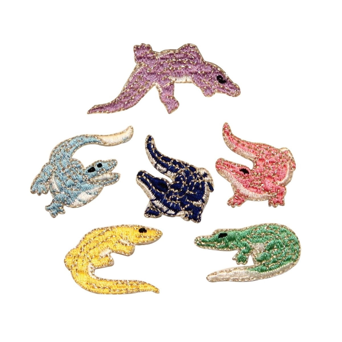 ID 0746A-F Set of 6 Alligator Symbol Patches Badge Embroidered Iron On ...