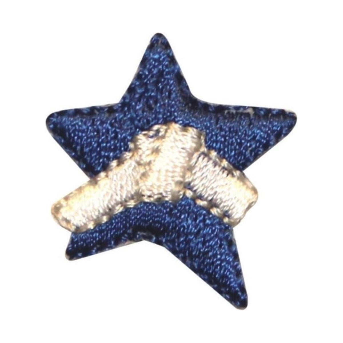 ID 1058A Blue Star With Ribbon Patch Patriotic Sign Embroidered Iron On ...