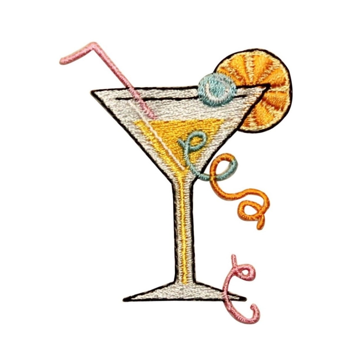ID 1138Y Yellow Martini Patch Cocktail Mix Drink Embroidered Iron On ...
