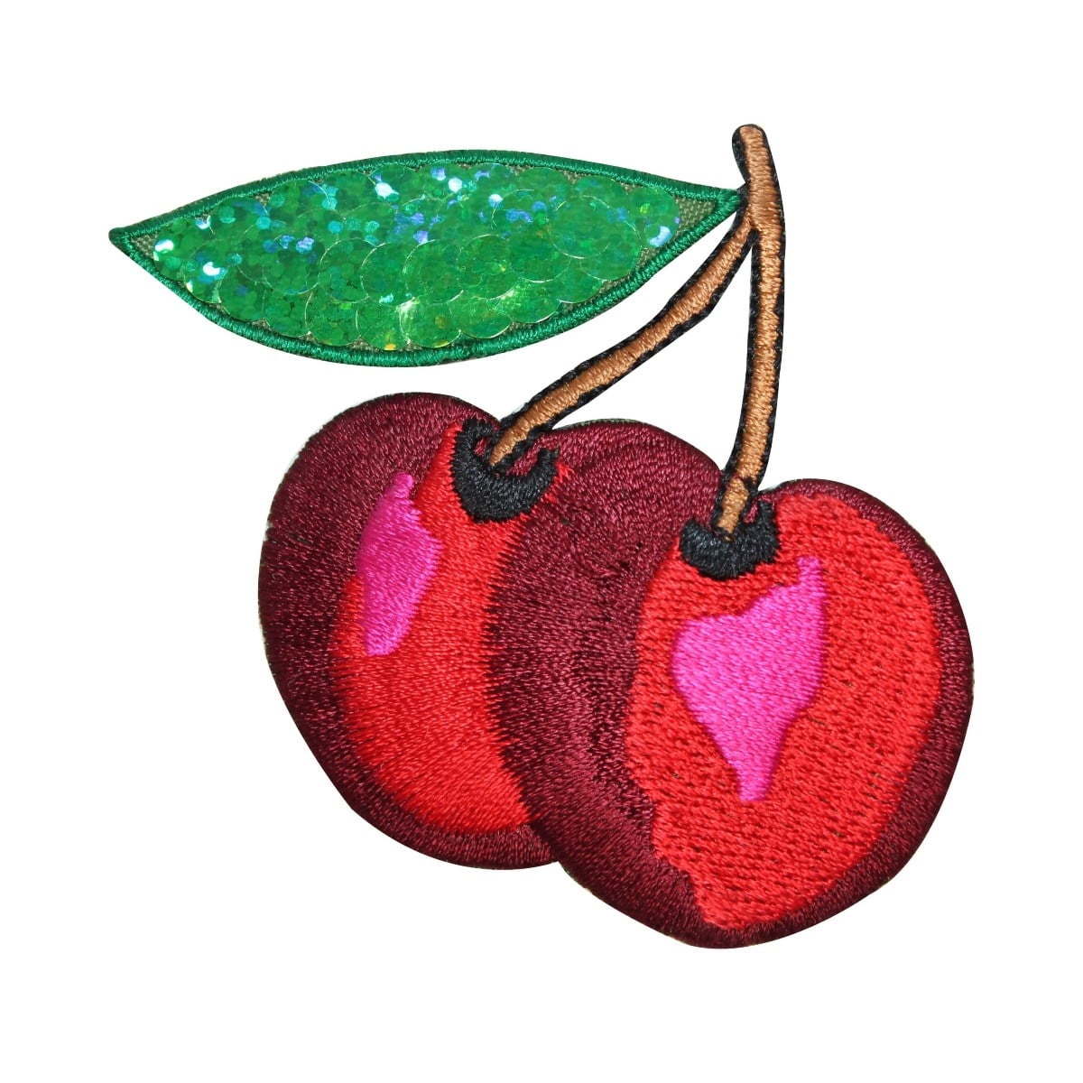 ID 1220Y Pair of Cherries With Sequins Patch Fruit Embroidered Iron On ...