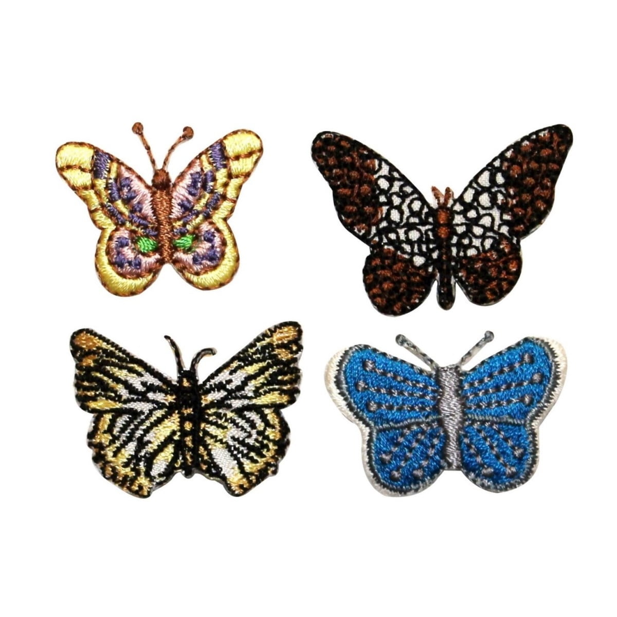 ID 2311A-D Set of 4 Assorted Butterfly Patches Bug Embroidered Iron On ...